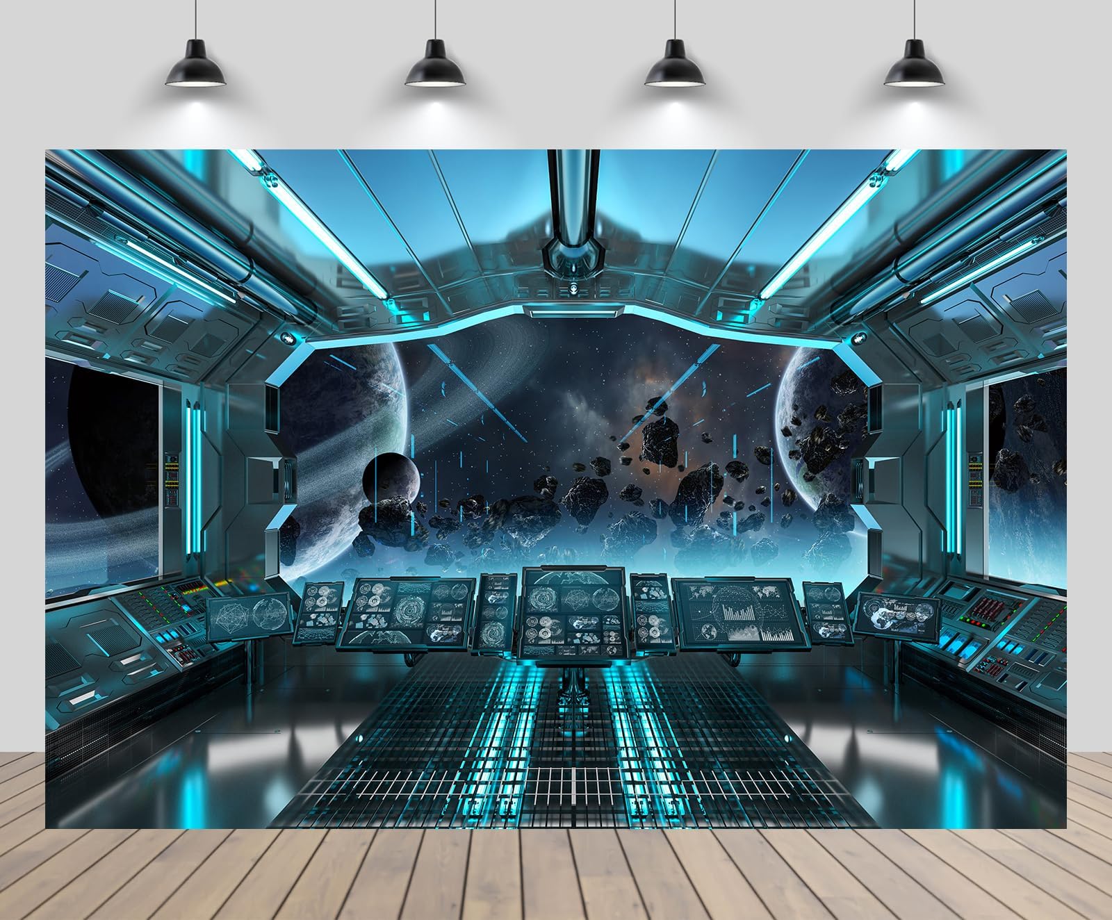 Amazon.com : CHNYWORK 7ftx5ft Spaceship Interior Backdrop Spacecraft ...