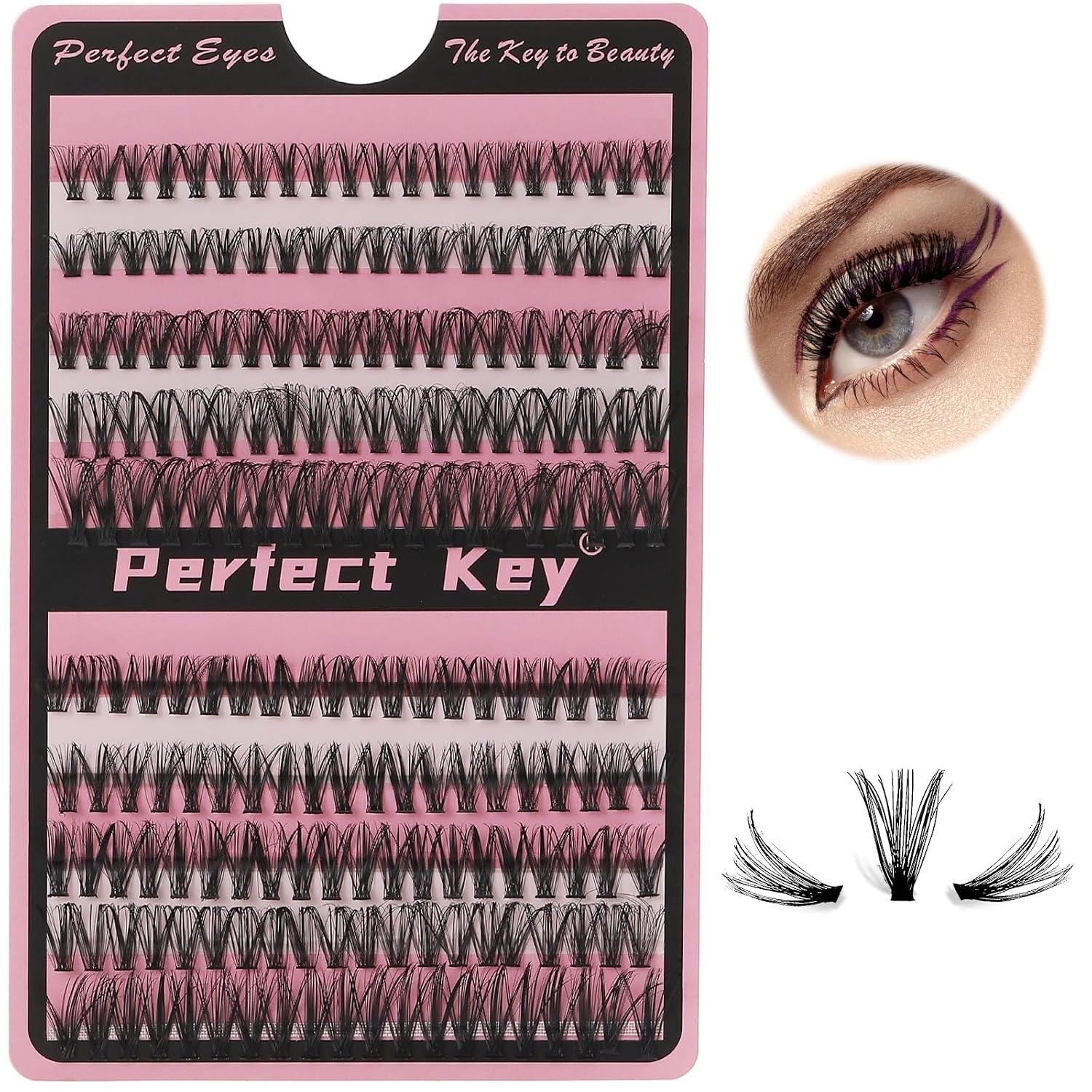 Amazon.com: Perfect Key 200 Clusters Natural Look Eyelash Extensions ...