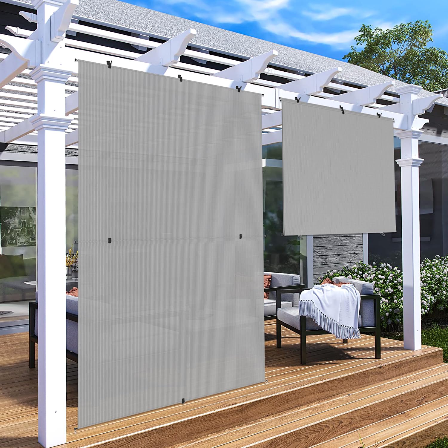 Amazon.com: Patio Shades Roll Up Outdoor 8'Wx6'H Foldable Roller Shade ...