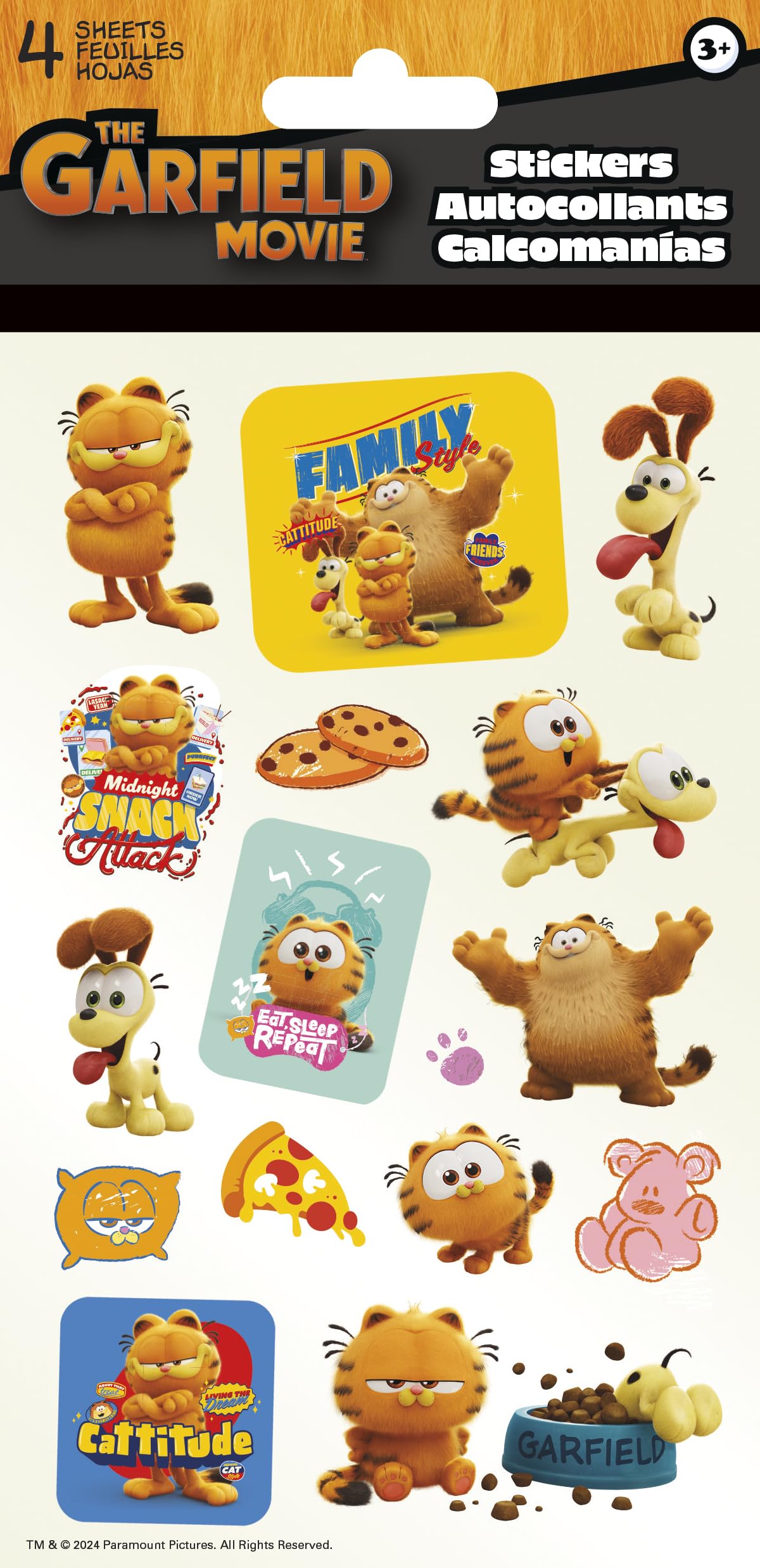 Amazon.com: The Garfield Movie Standard Stickers - 4 Sheet : Health ...