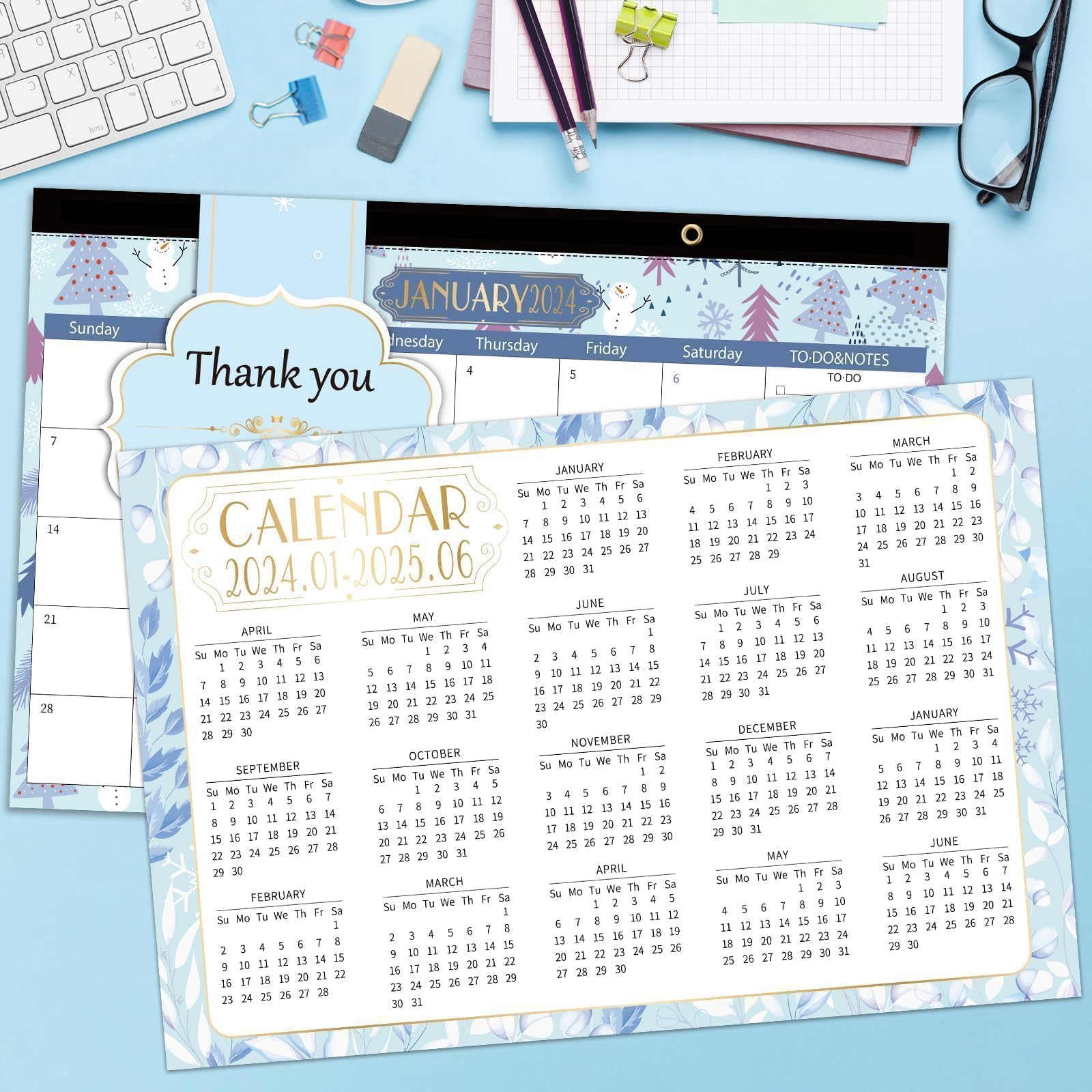 Snapklik.com : GuassLee 2024-2025 Desk Calendar - Greenery Monthly ...