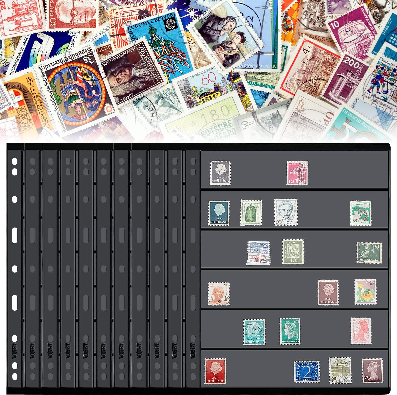 Amazon.com: 30 Pieces Stamp Pages Collector Stamp Album Page Stamp ...