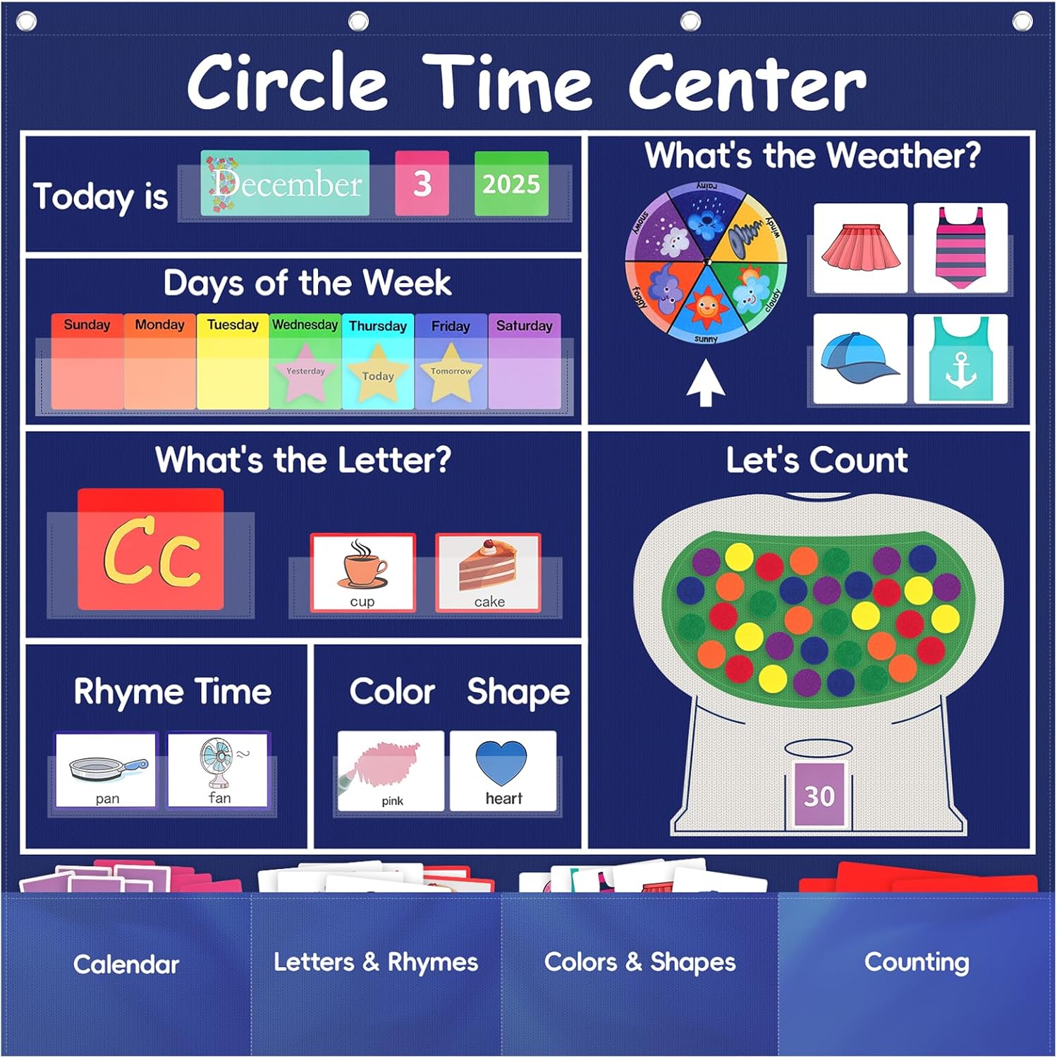 Amazon.com: Ottkids Circle Time Learning Center Classroom Pocket Chart ...