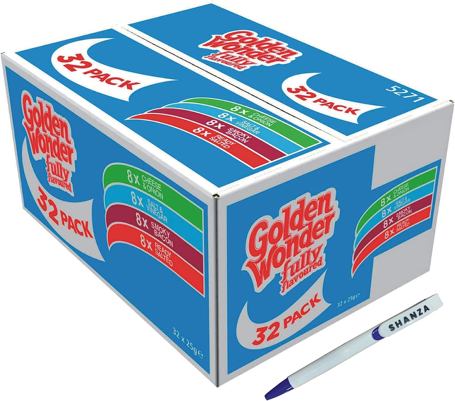 Golden Wonder Yellow and Blue Box each box contains 4 Different ...