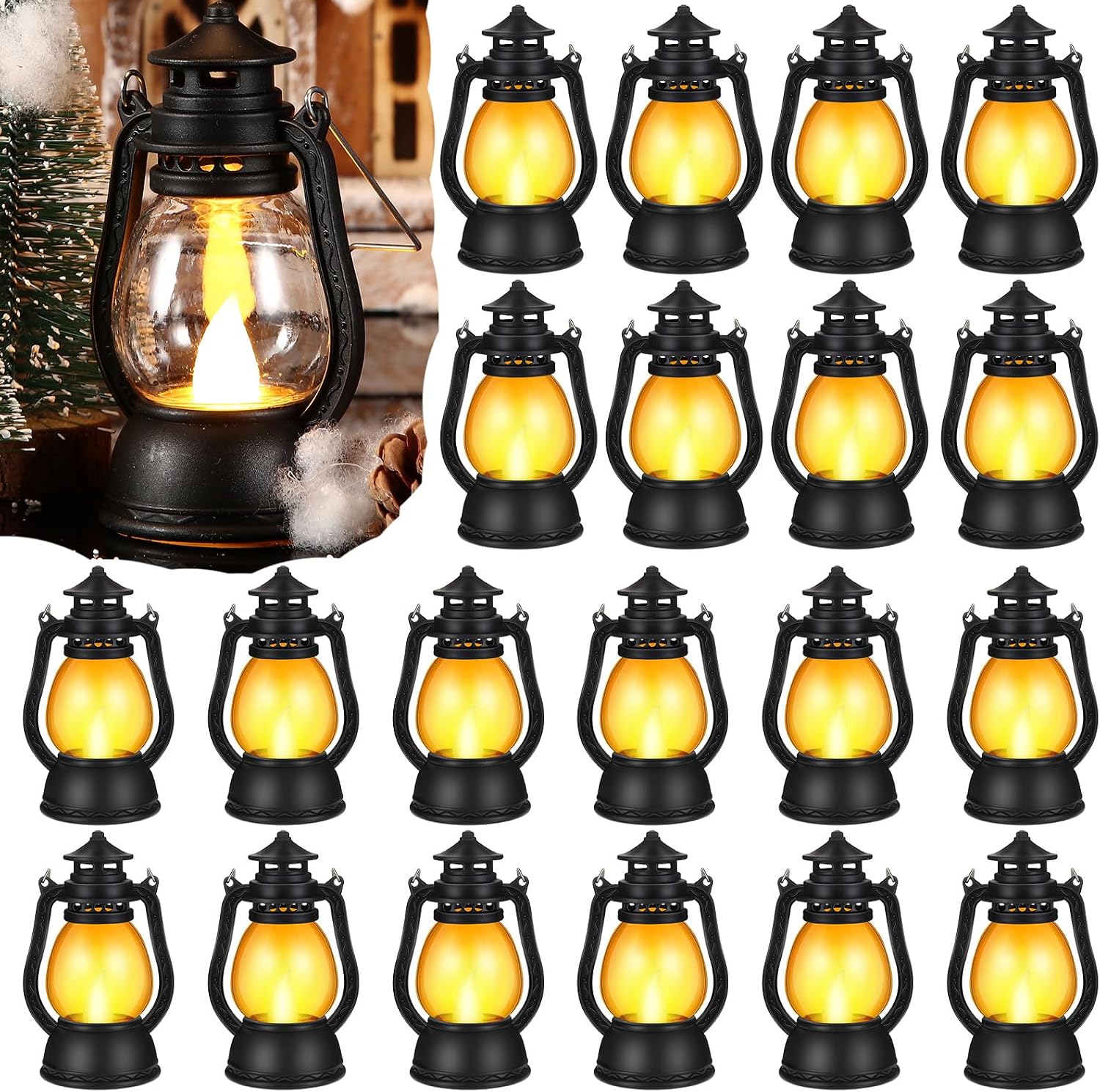 Cunno - 20 mini linternas con vela LED, mini linternas decorativas para ...