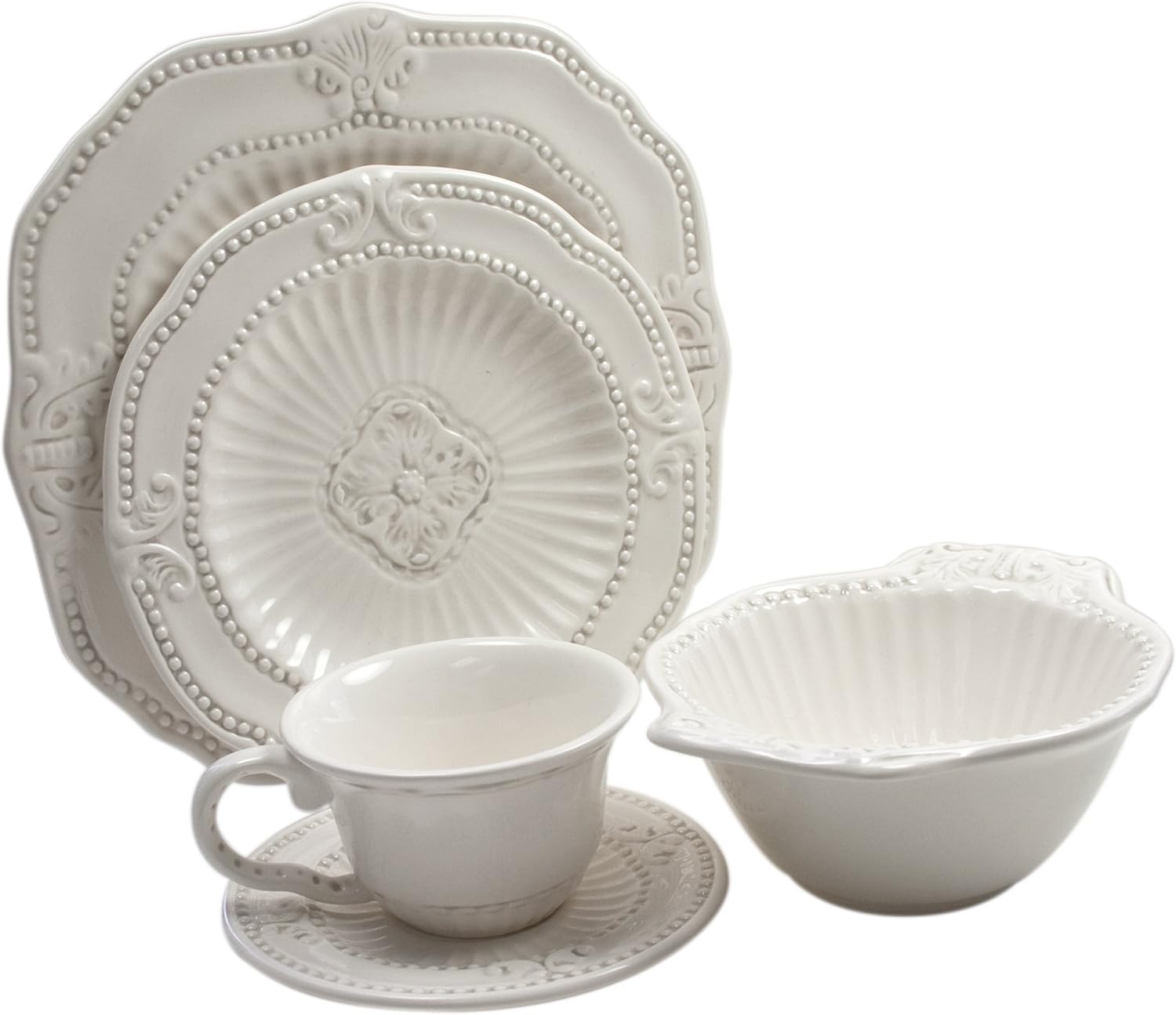 Amazon.com | American Atelier 20-Piece Baroque Dinnerware Set ...