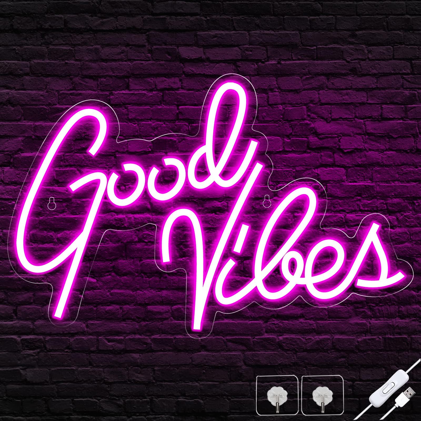 Amazon.com : Good Vibes Only Neon Sign Light Wall Art Gifts,Neon Sign ...