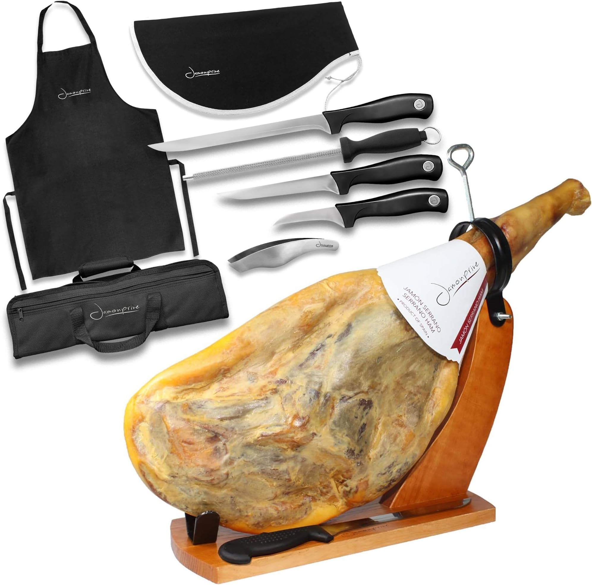 Amazon.com: Spanish Serrano Ham Bone in from Spain with Ham Carving ...