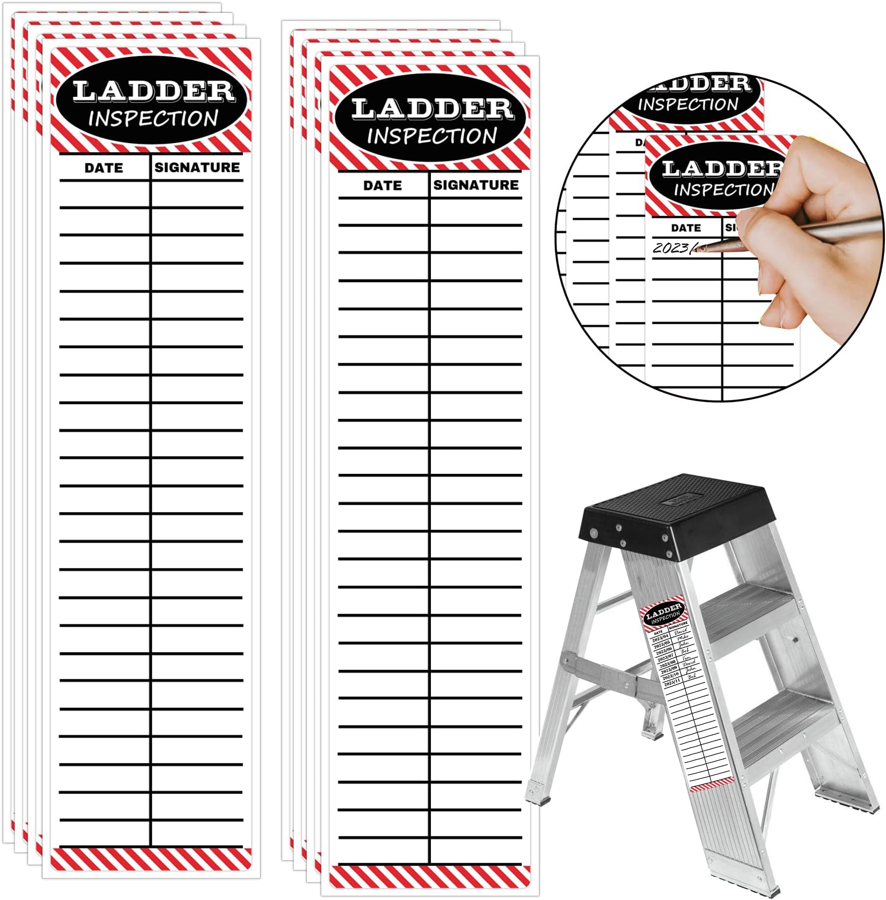 Amazon.com: Ladder Inspection Labels Safety Stickers for Ladders 8.5 x ...