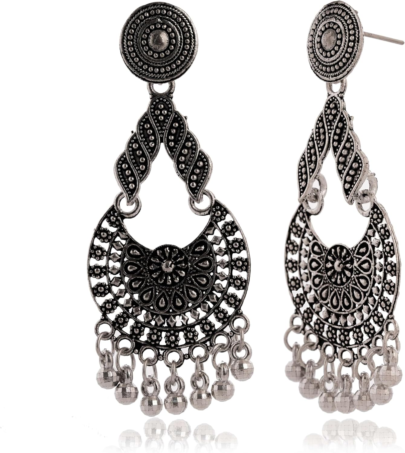 Amazon.com: Rivaaz Craft Women's Traditional Stud OXidised Silver Dangle Earrings for Women ...