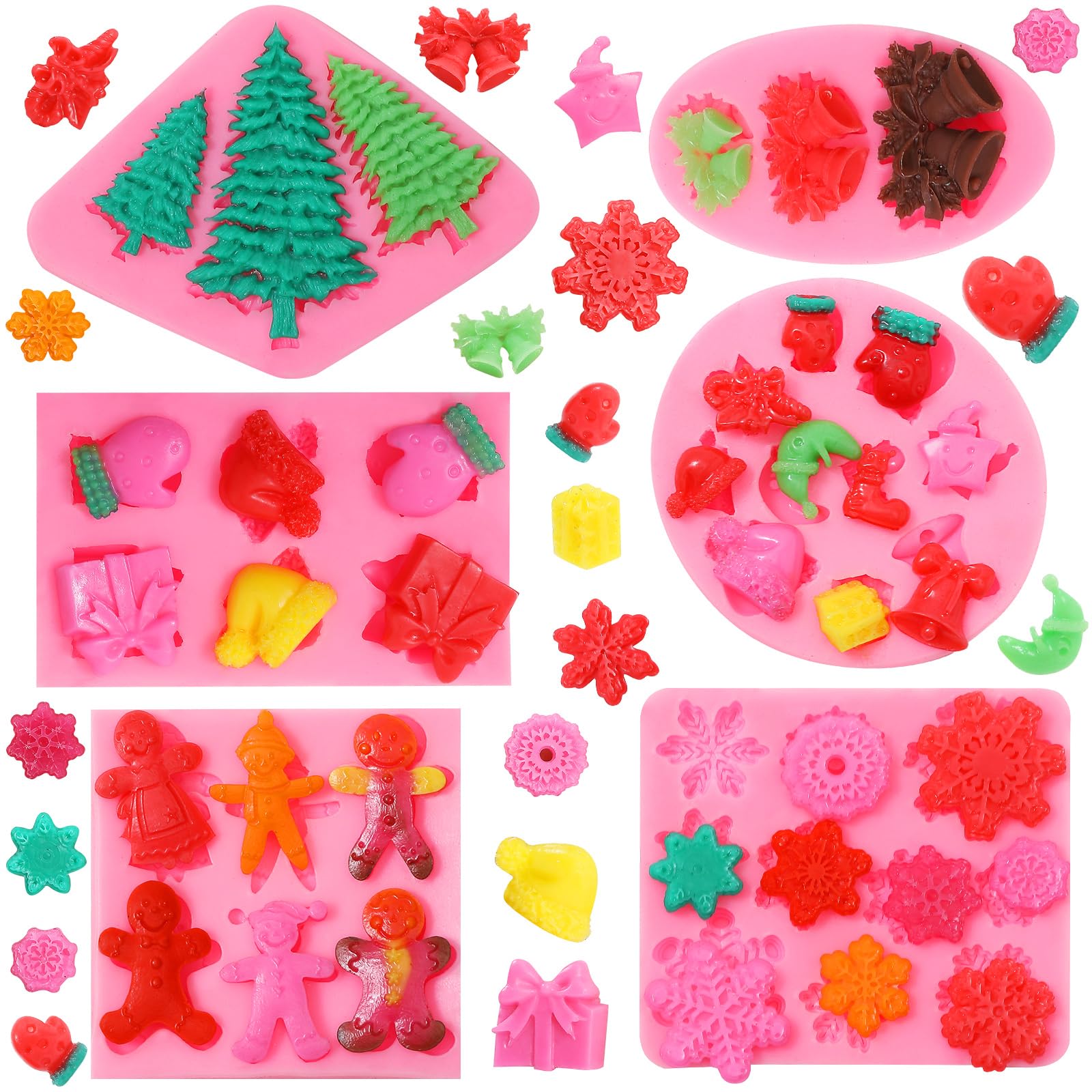 Amazon.com: Christmas Fondant Molds Silicone Candy Molds Cute Christmas ...