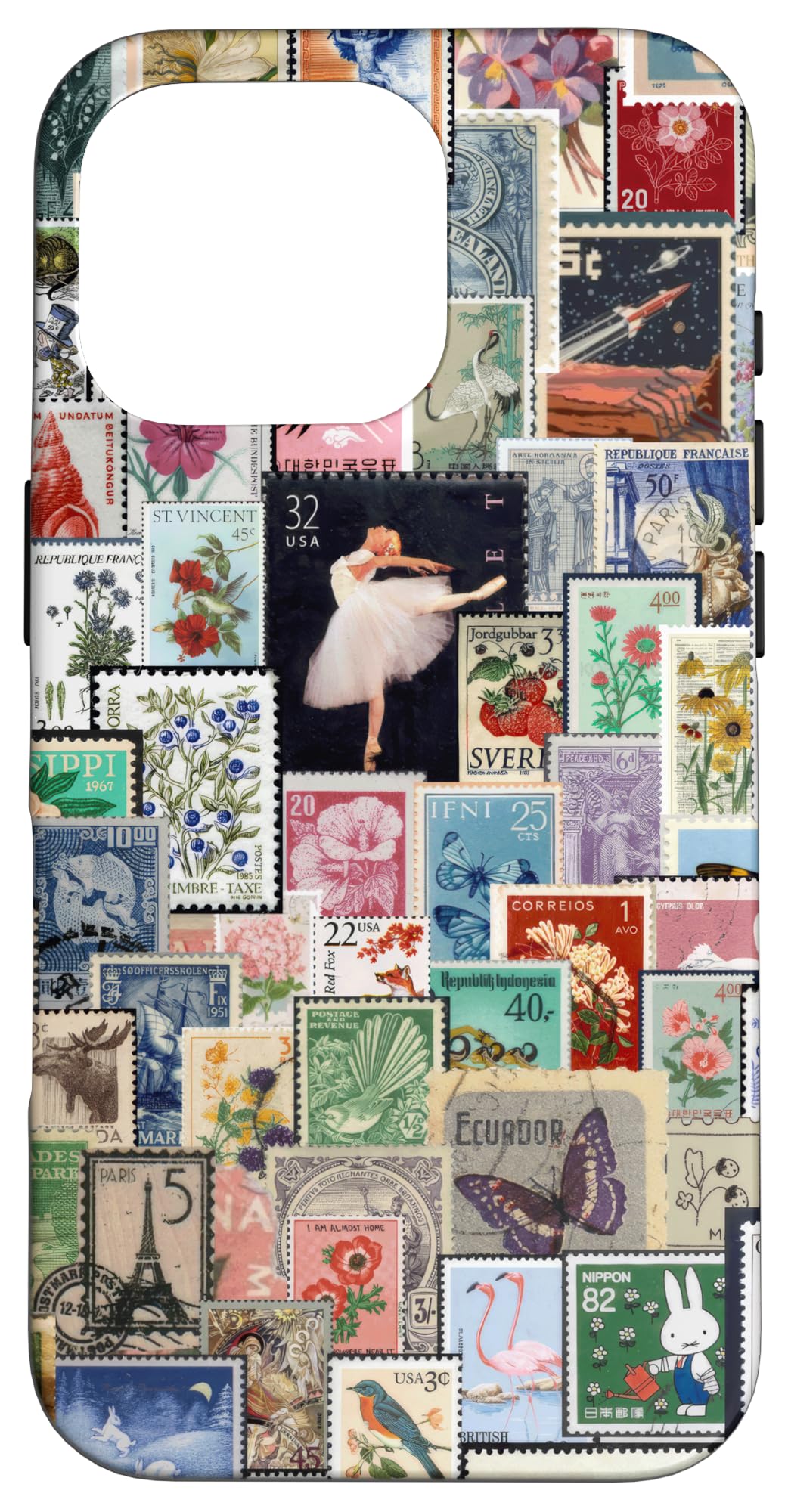 Amazon.com: iPhone 16 Pro Vintage Stamp Collage Scrapbook Retro Preppy ...