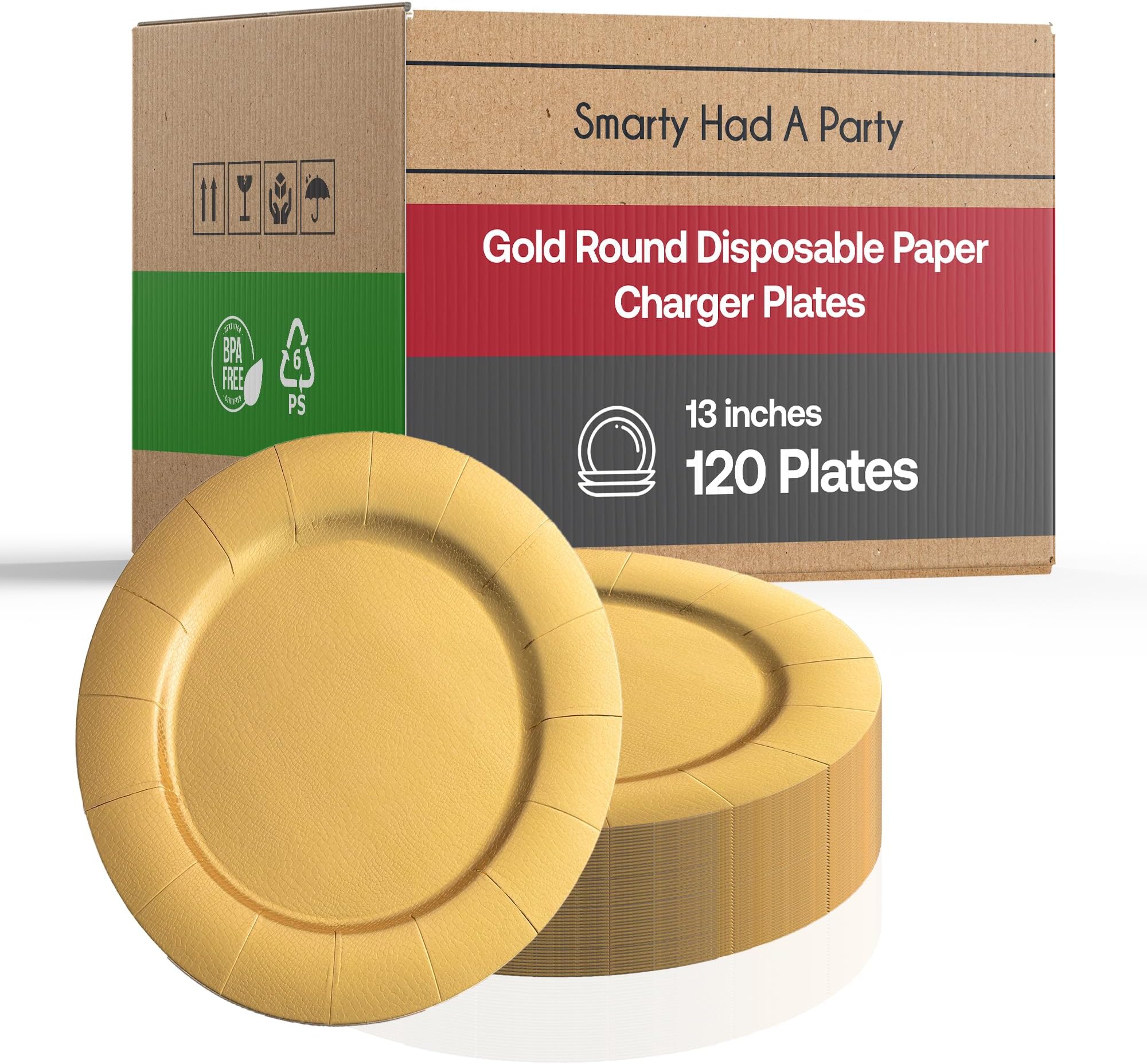 Amazon.com: Gift Boutique 24 Disposable Gold Round Charger Plates 13 ...