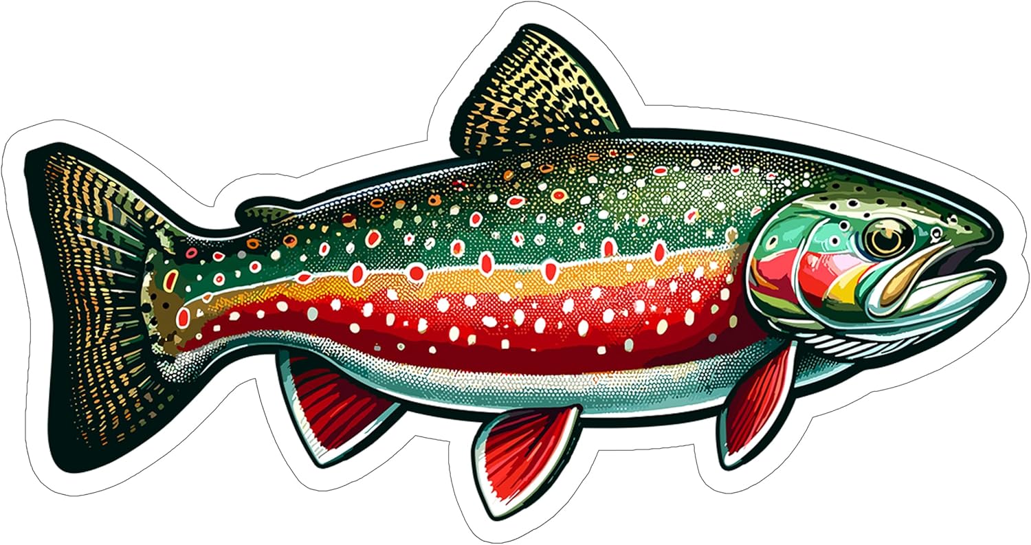 Amazon.com: Brook Trout Sticker 4 Inch Freshwater Fish Fishing Trout ...