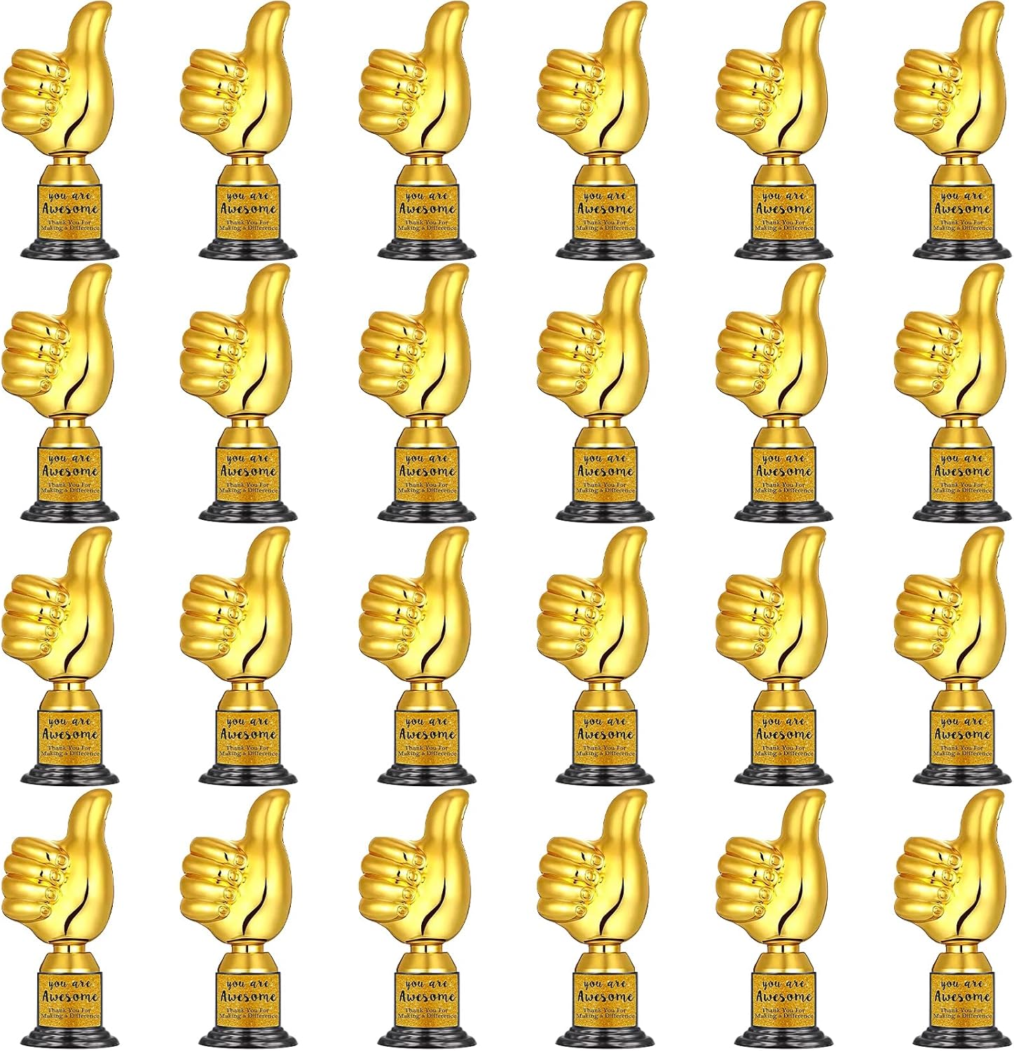 LYCN 24Pcs Thumbs up Award Trophy, 5 inch Plastic Gold Trophy with ...