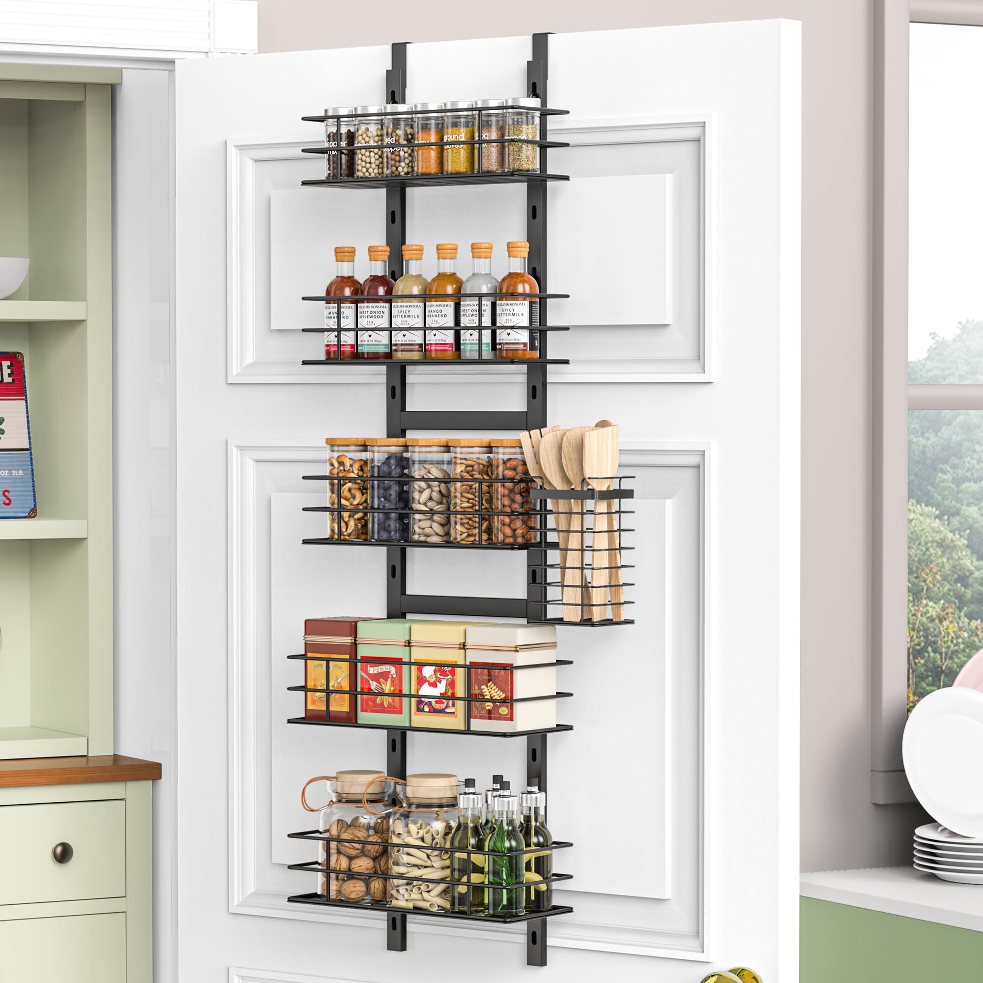 Adjustable Over the Door Pantry Storage Organizer Spice Rack for ...