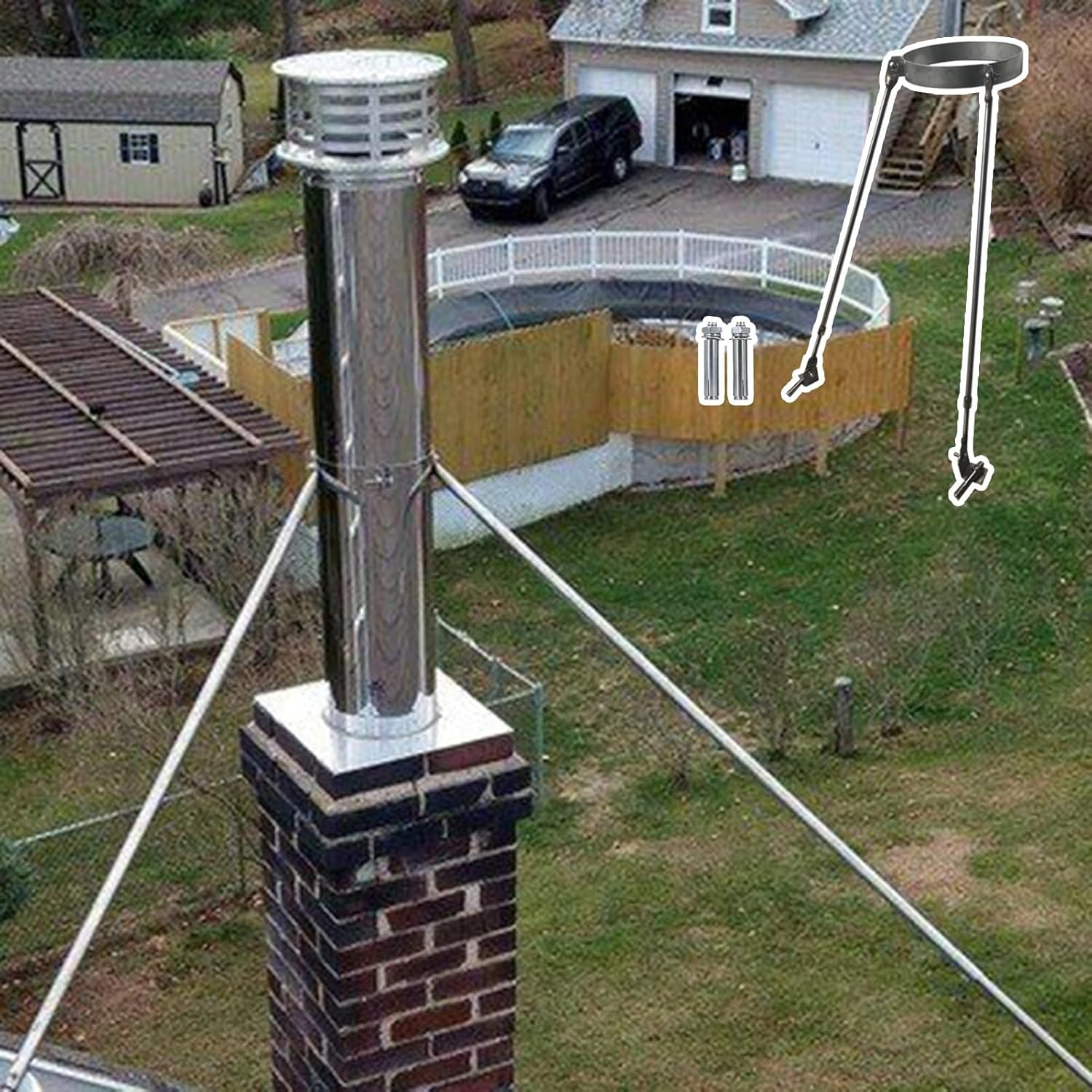 Wall/Floor/Roof Brackets for 8-63cm Diameter Stove Pipe, Chimney Pipe ...