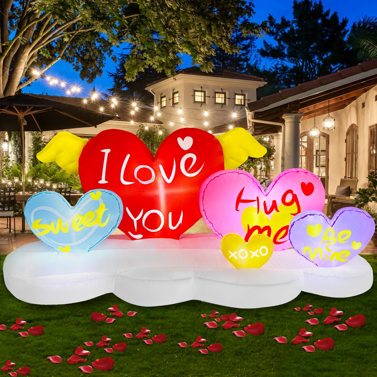 Amazon.com: Danxilu 6FT Long Valentines Day Inflatables Love Heart ...