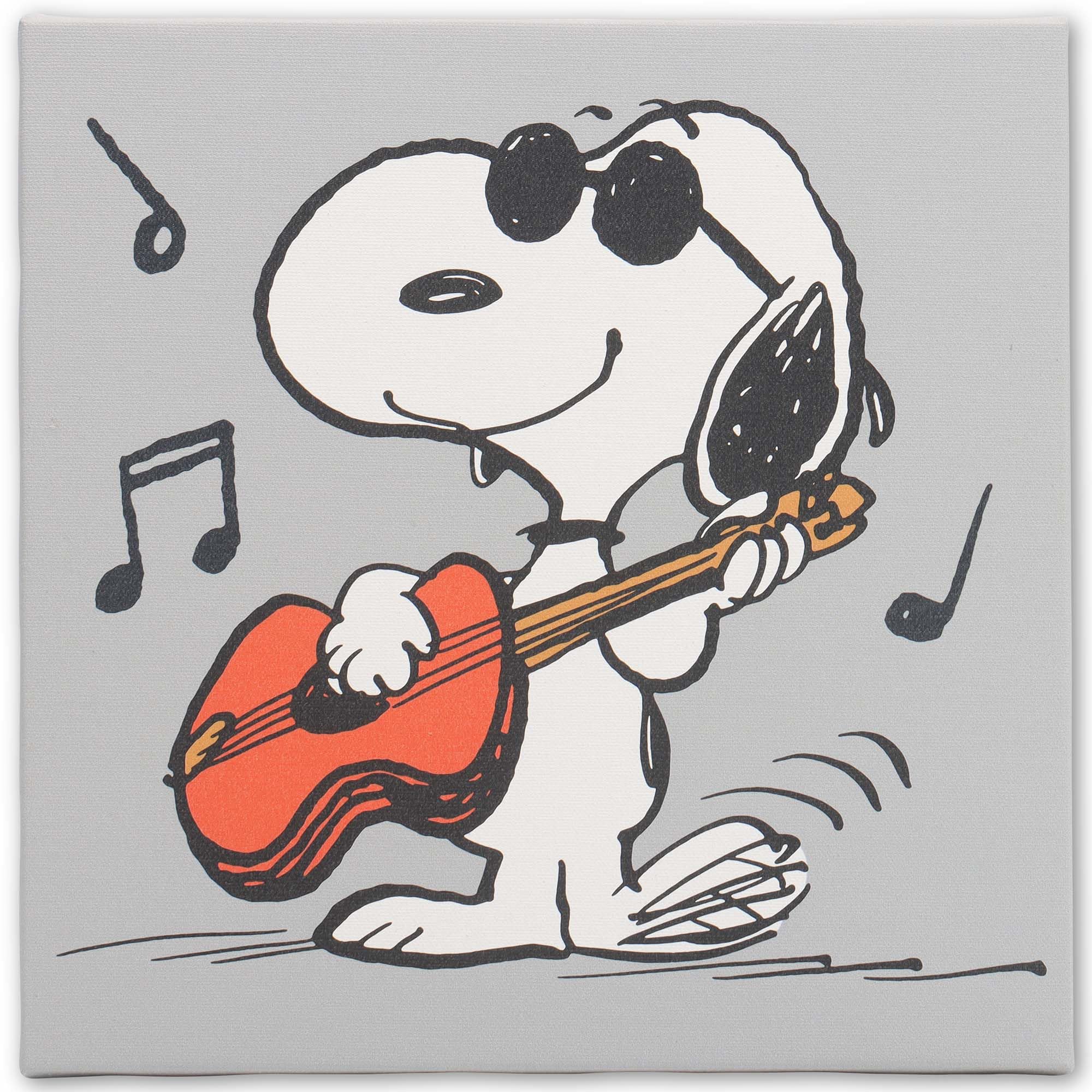 Amazon.com : Peanuts Snoopy Playing Guitar Gallery Wrapped Canvas Wall ...