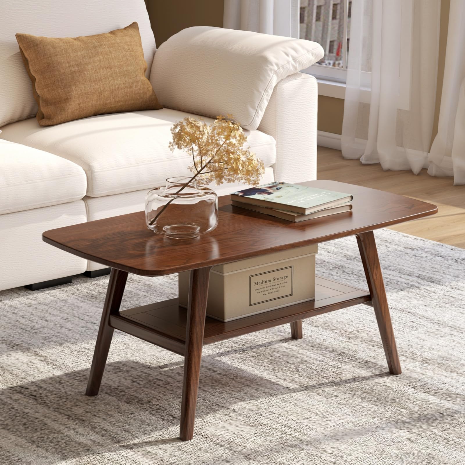 Amazon.com: Vadisun 100% Solid Oak Wood Coffee Table for Living Room ...