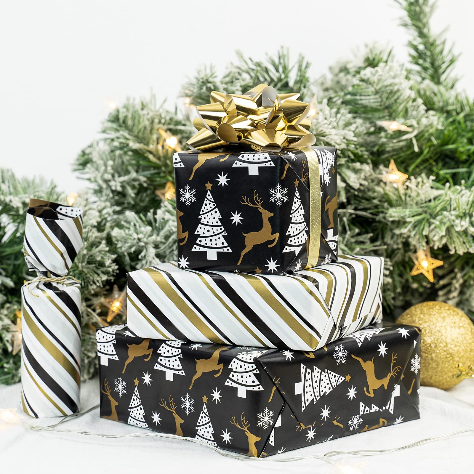 Snapklik.com : MAYPLUSS Christmas Reversible Wrapping Paper Jumbo Roll