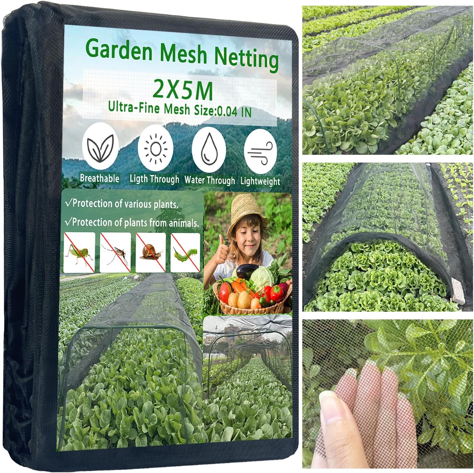 KCT 4 Pack 3m Garden Grow Tunnel Allotment Cloche Net Mesh Plant Cover ...