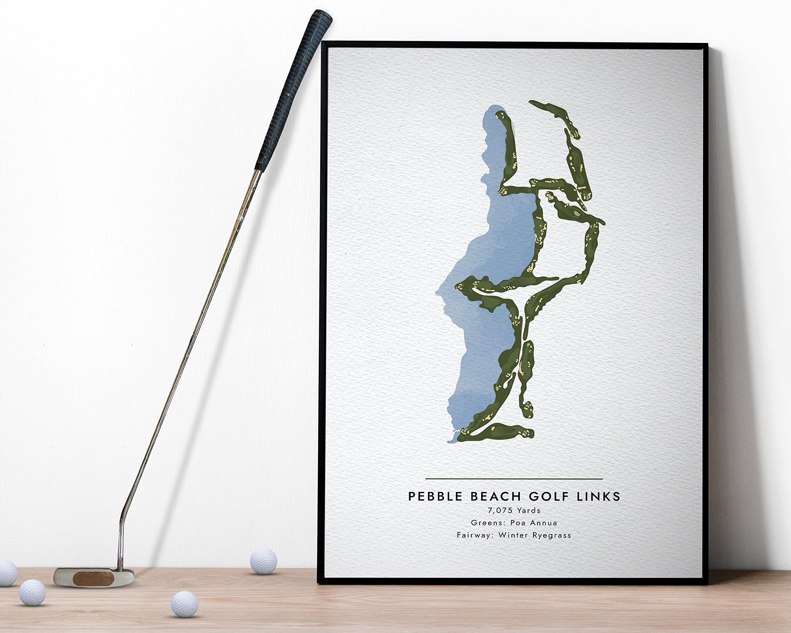 Amazon.com: Pebble Beach Golf Course Map Poster Art Print, Golf Lover ...
