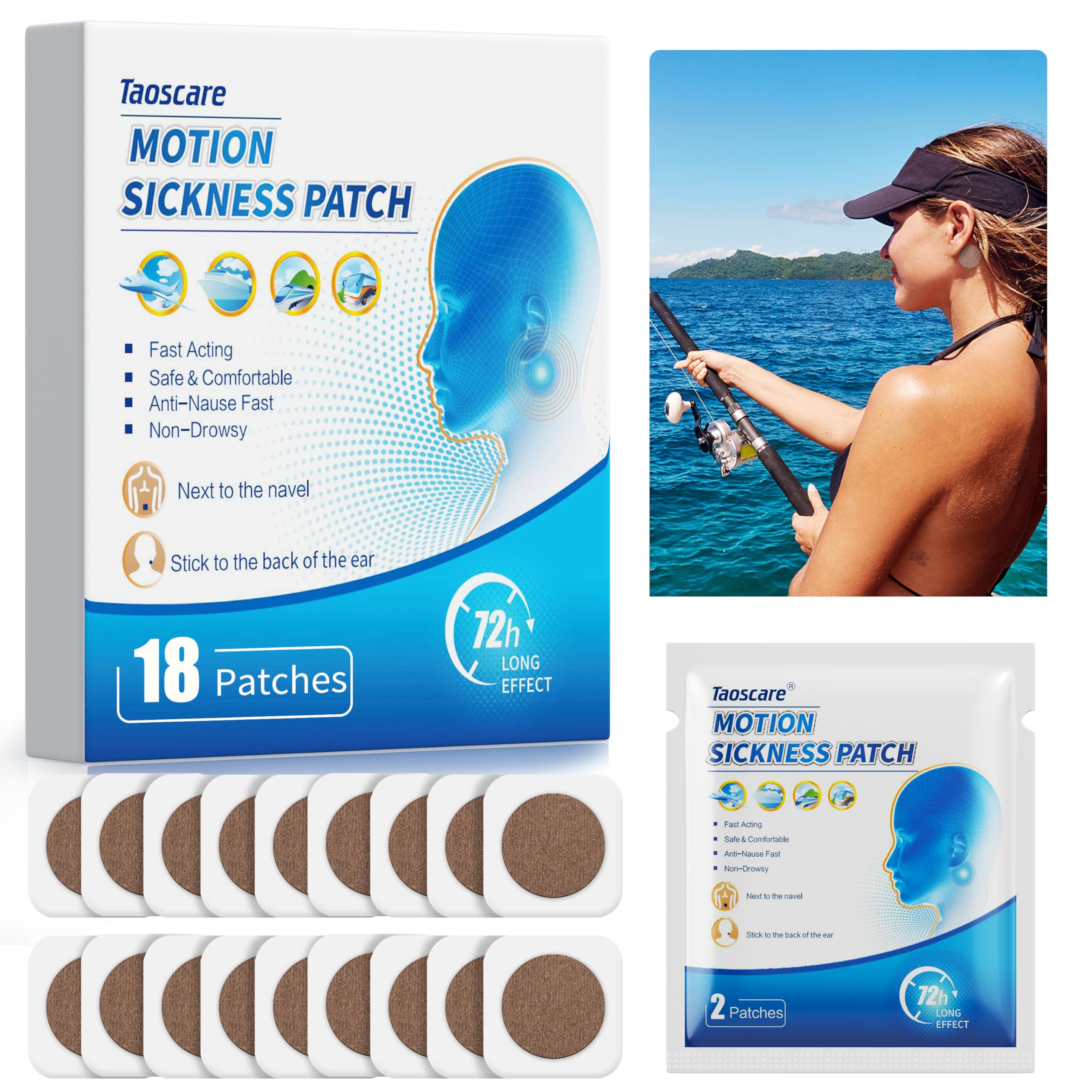 Amazon.com: Taoscare Motion Sickness Patches for Cruise, Sea Sickness ...