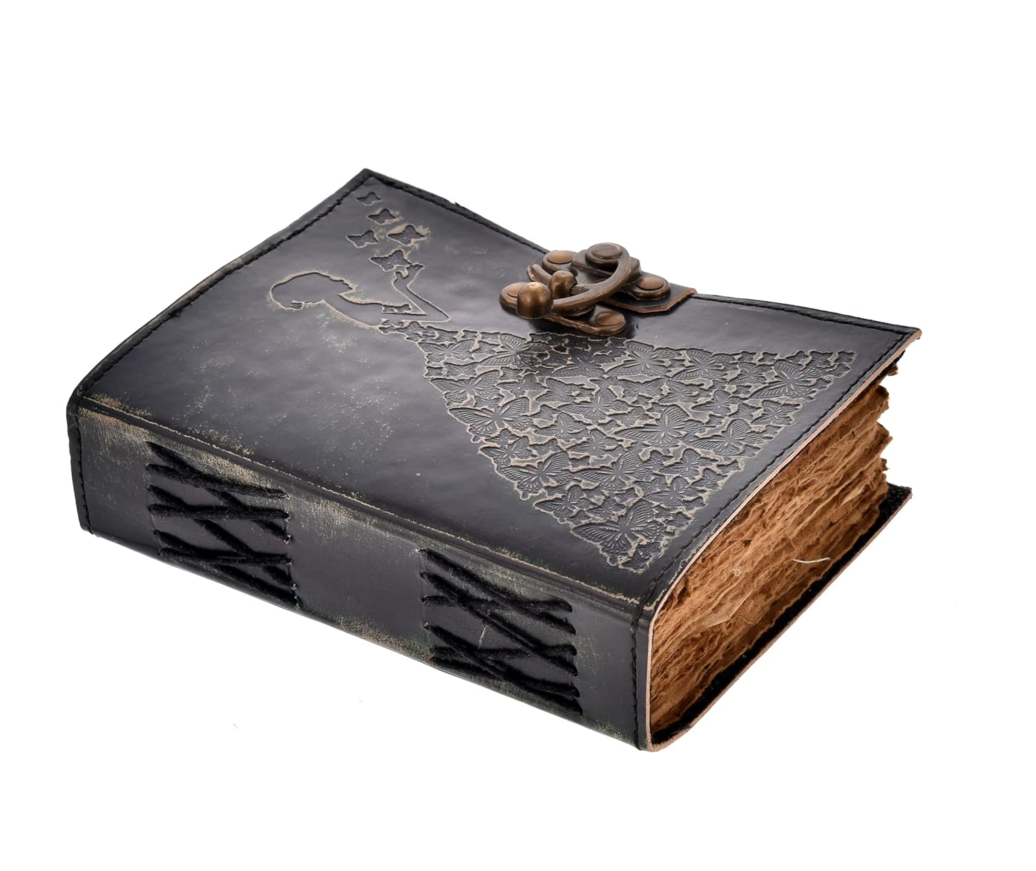 Butterfly Girl Leather Emboss Diary Vintage Artist Sketchbook ...