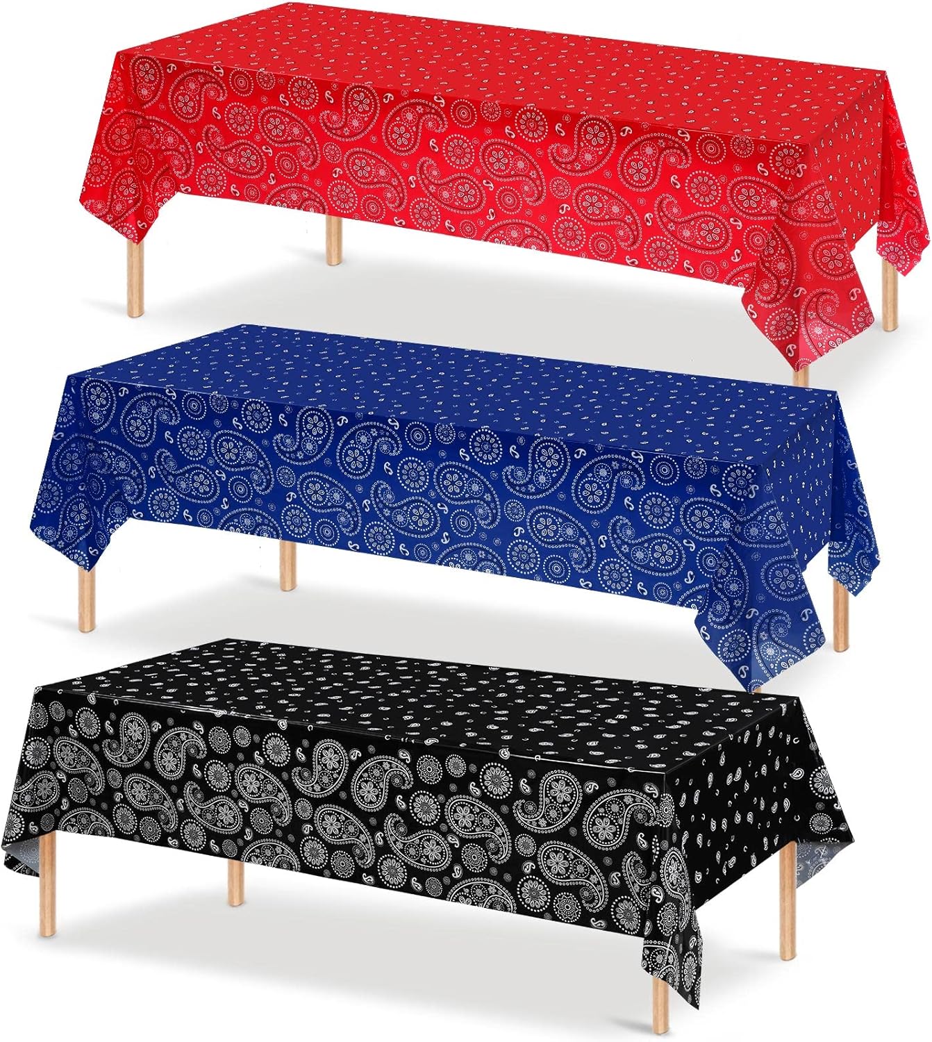 Amazon.com: Western Party Tablecloth Paisley Table Cover Bandana ...