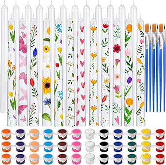 Amazon.com: MTLEE 54 Pcs DIY Candle Painting Kit Include White Candles ...