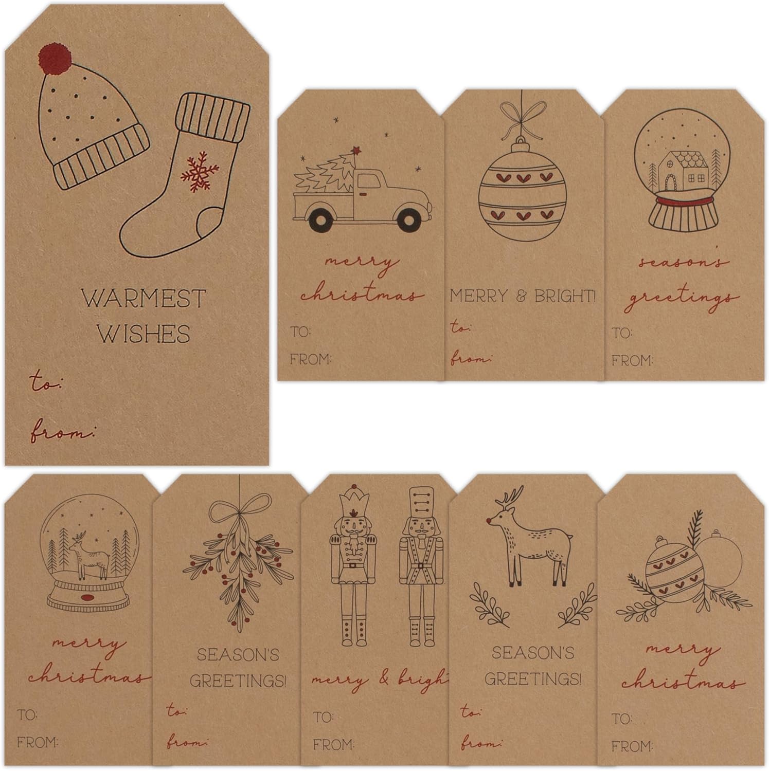 Amazon.com: Beautiful Christmas Gift Tags Stickers - 210 Quality Craft ...