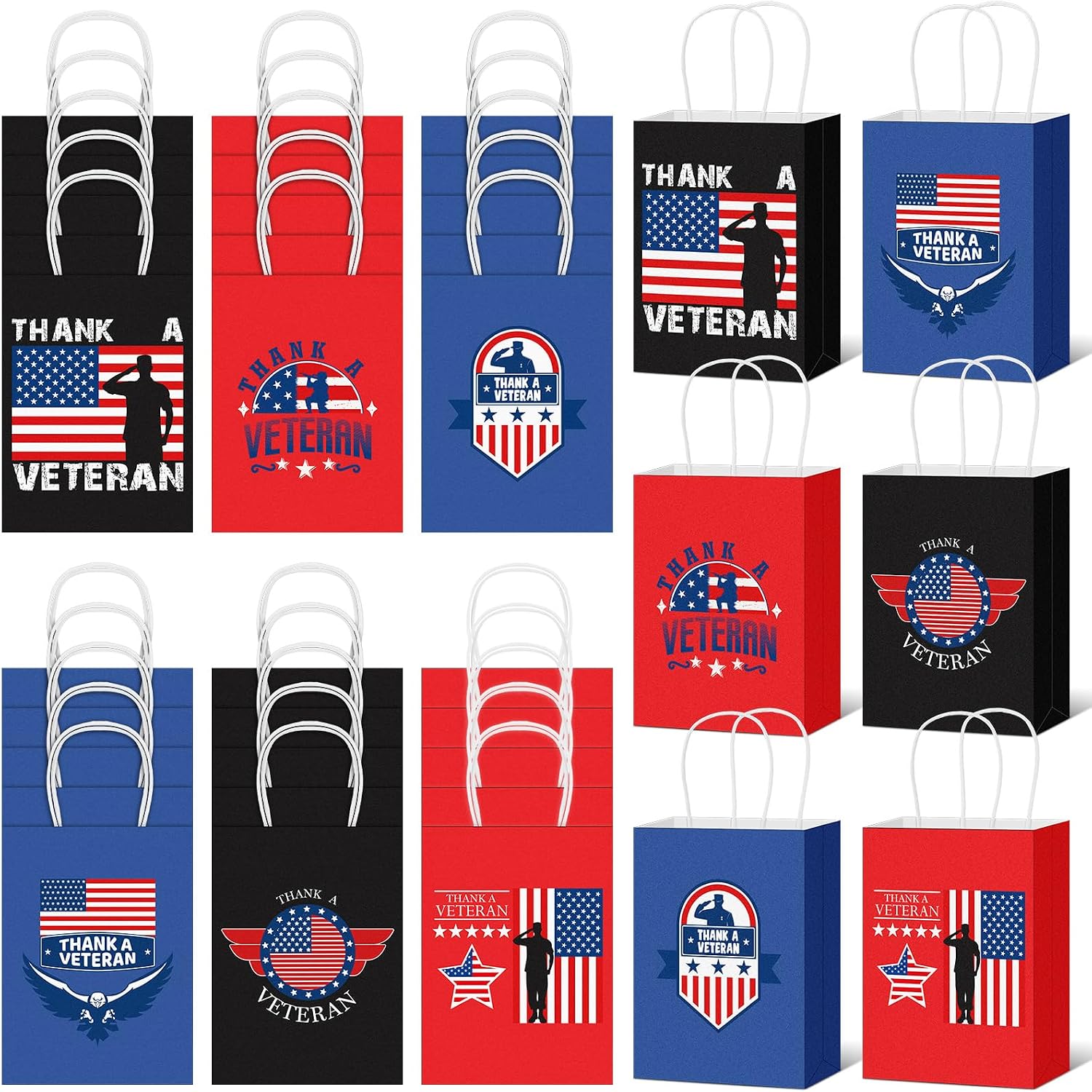 Amazon.com: Skyygemm 30 Pcs Veterans Day Gift Bags Bulk Patriotic Paper ...
