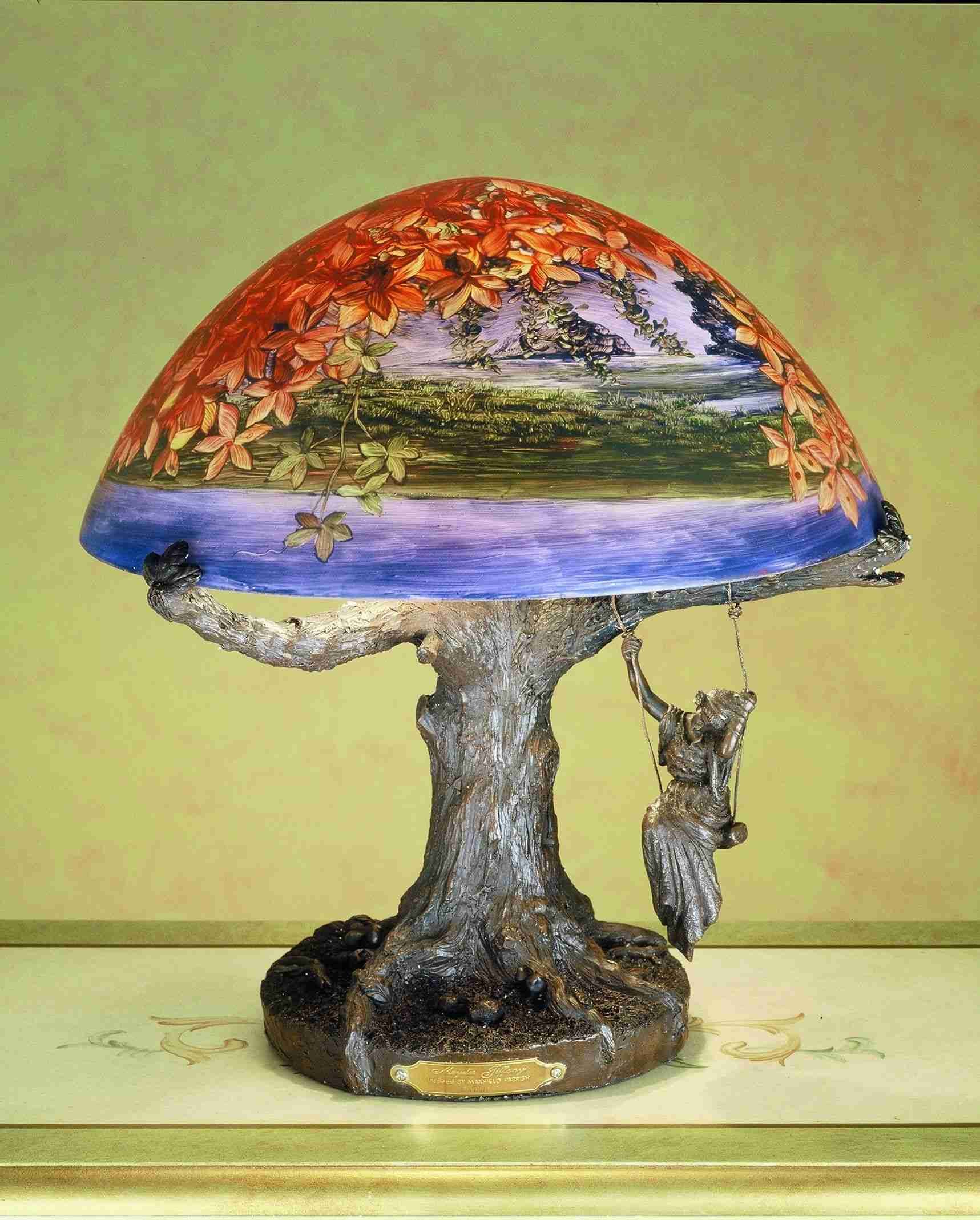 Antique Reverse Painted Table Lamps Lot A Pairpoint Reverse Painted