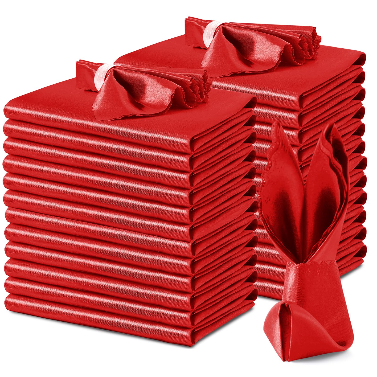 Amazon.com: VACVELT 24 Pack Red Satin Napkins 17x17 Inch Wedding ...