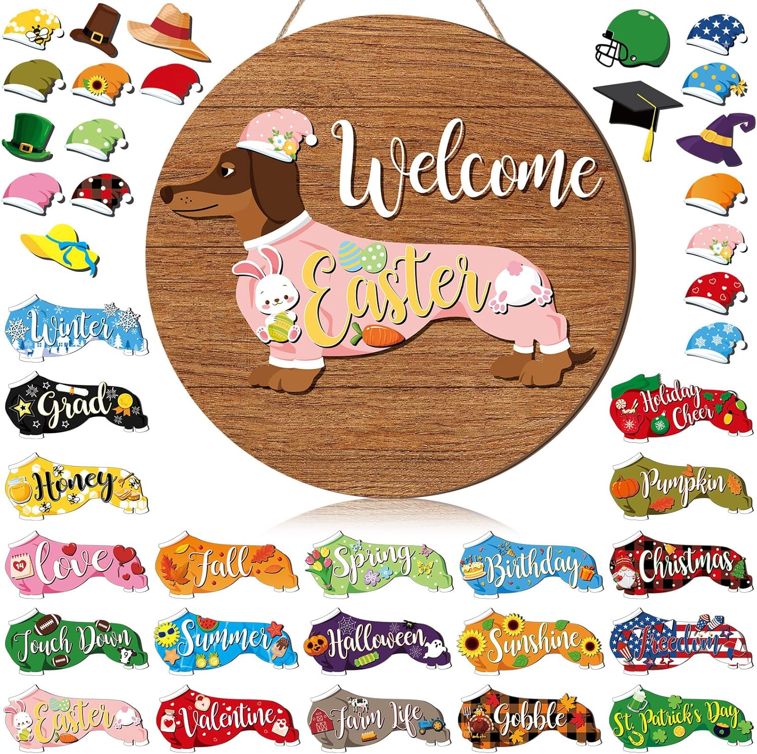 Amazon.com: FairySandy 20 Pcs Interchangeable Dog Welcome Sign for ...