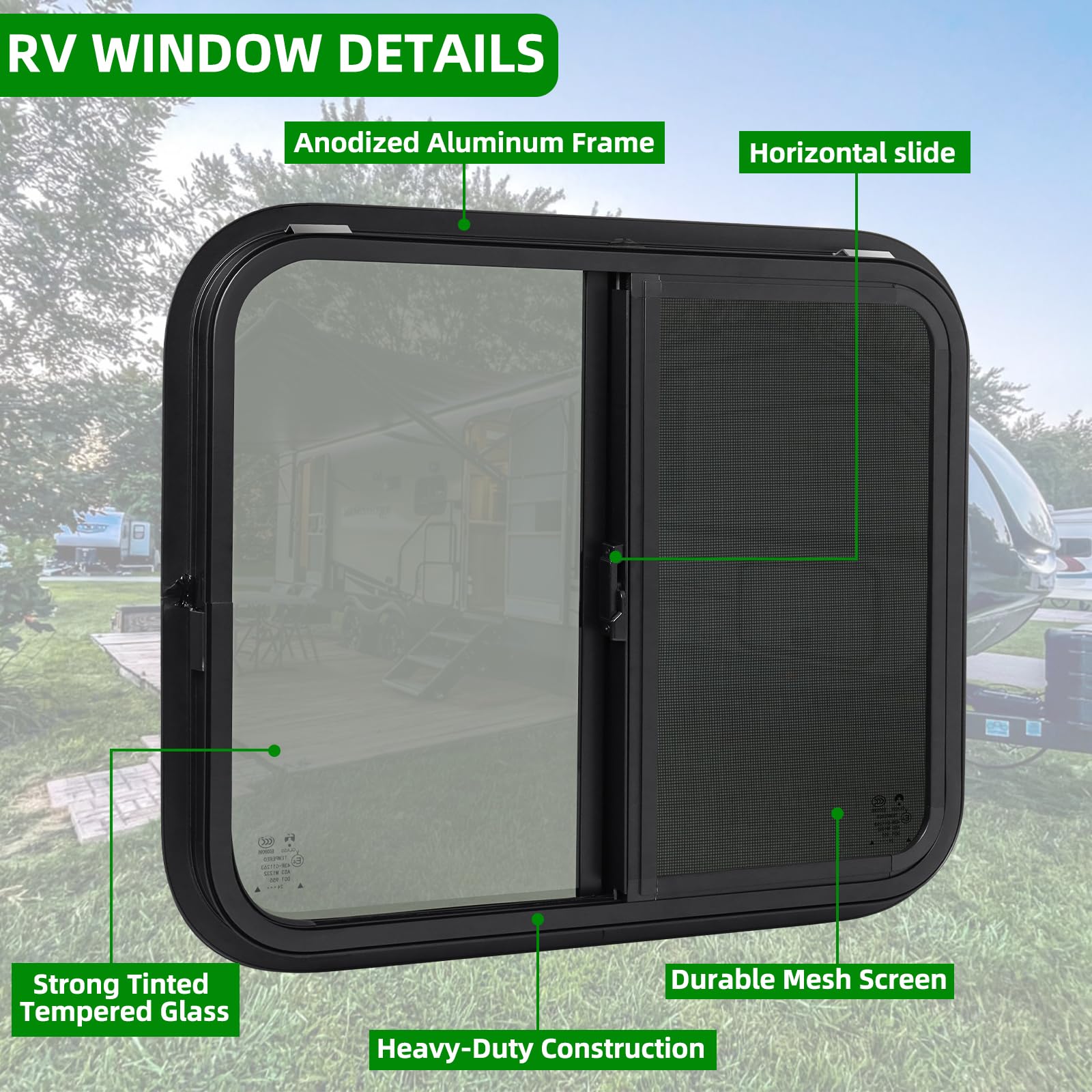 Snapklik.com : NOVINO RV Window,24" W X 20" H Horizontal Sliding ...