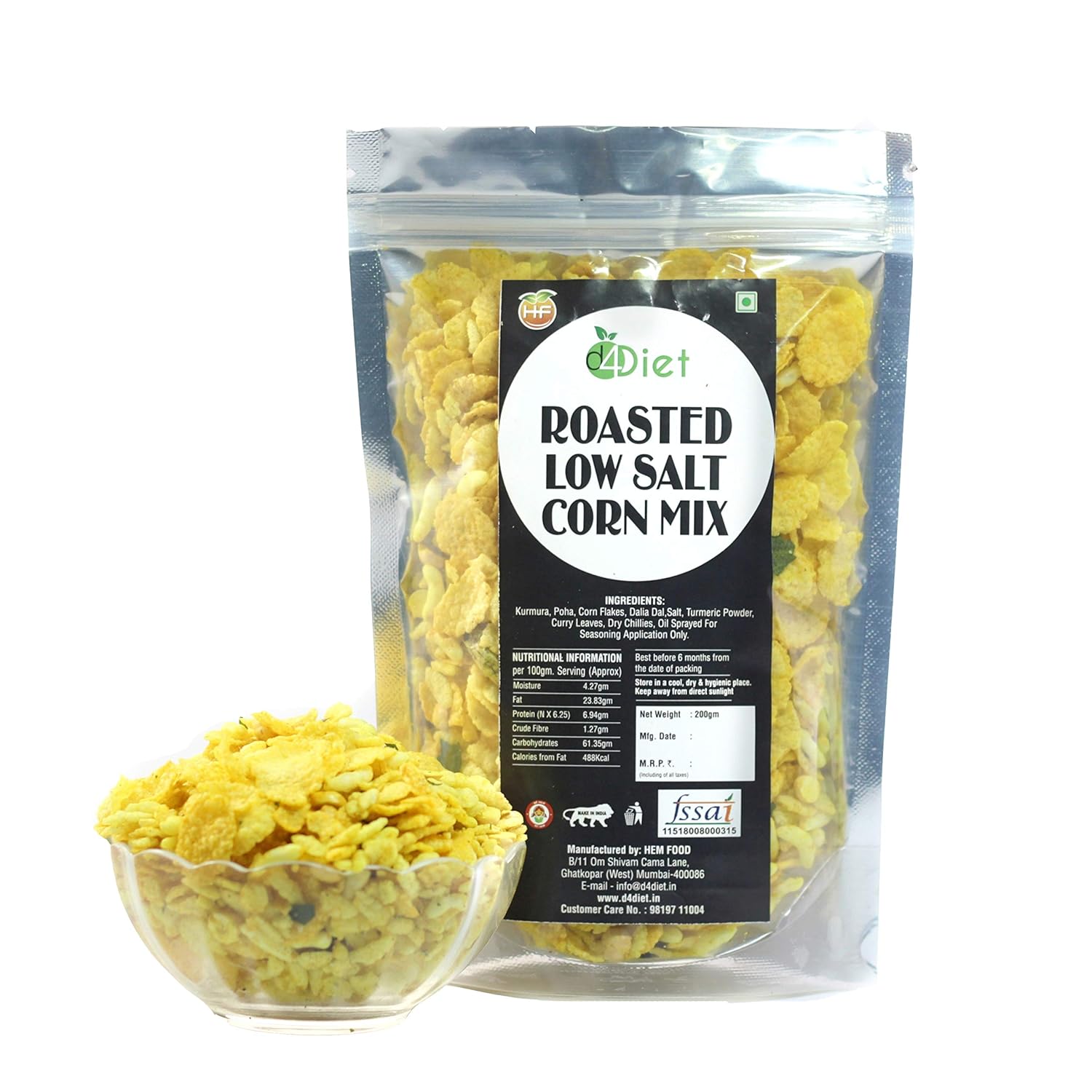 D4DIET- ROASTED LOW SALT CORN MIX-NAMKEEN/ROASTED SNACKS/HEALTHY SNACKS ...