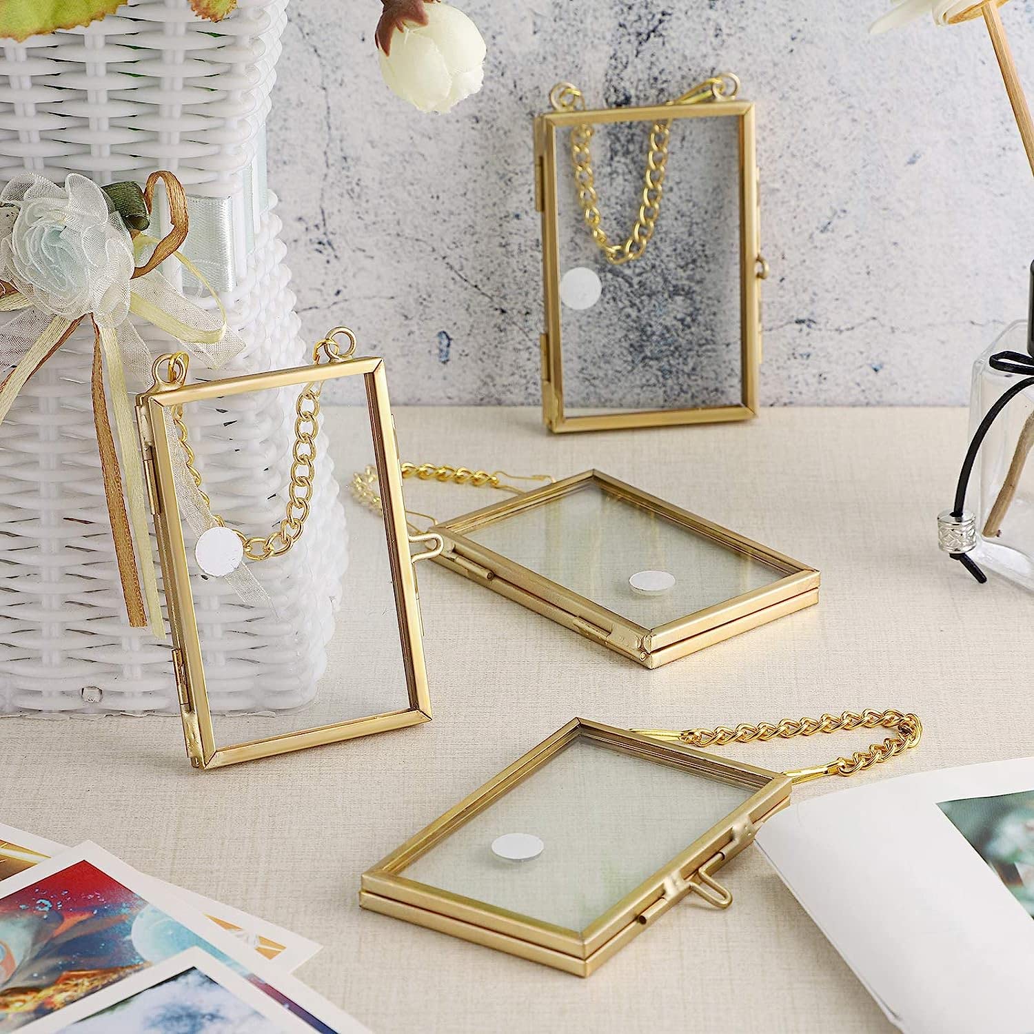 Glimpse Home Accents Set of 4 Mini Brass Wall Hanging Photo Frame ...