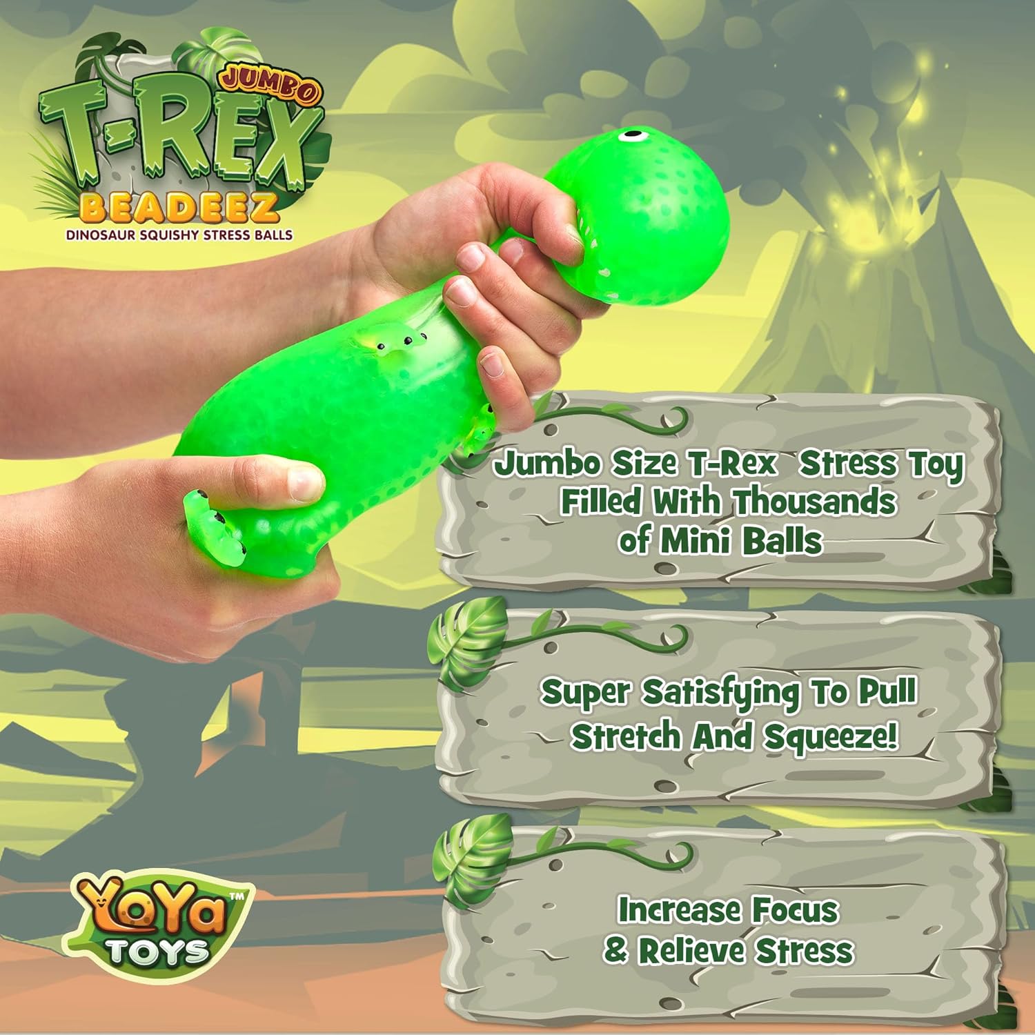 YoYa Toys Beadeez T-Rex Squishy Dinosaur Stress Relief Ball for Kids ...