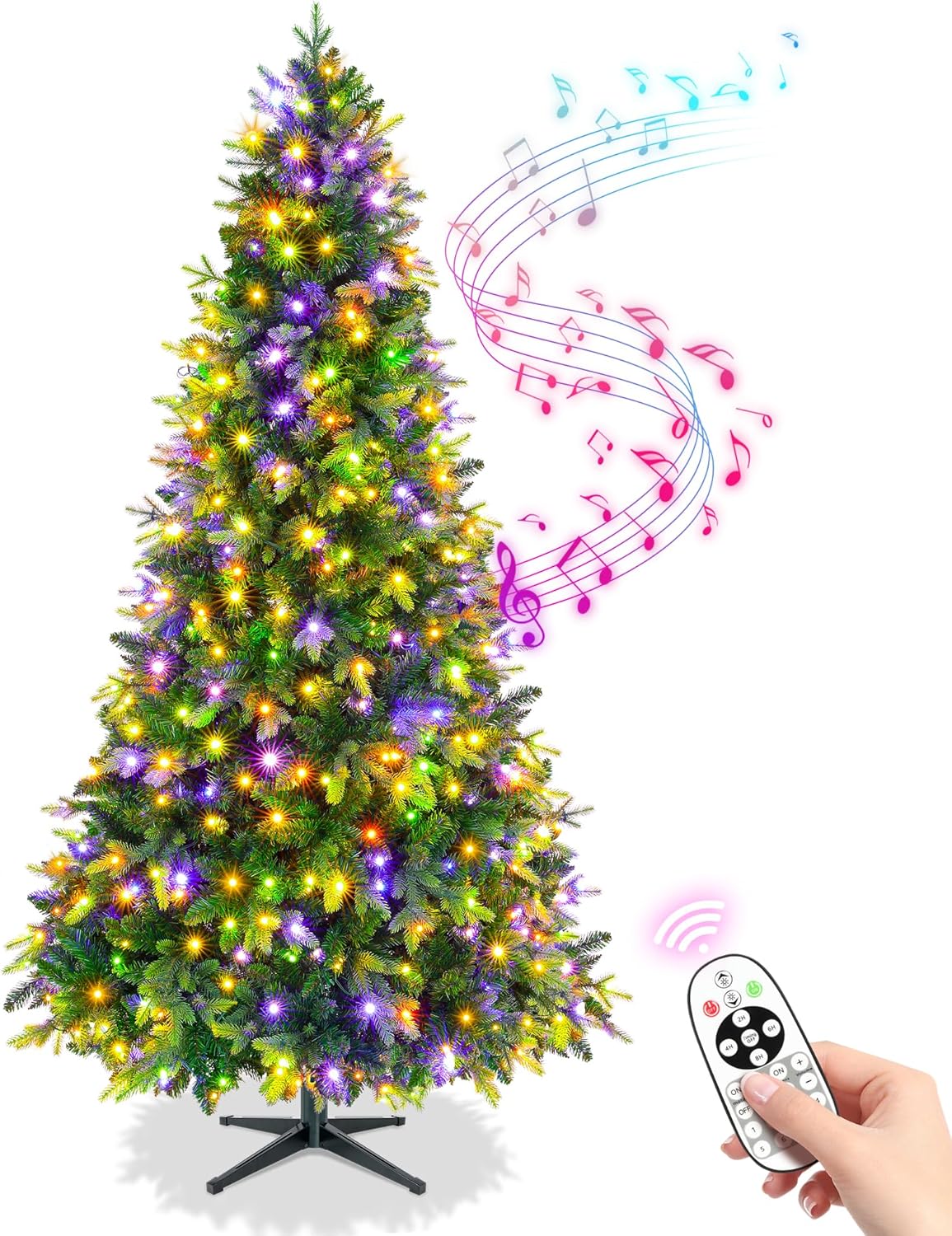 Amazon.com: Dolluro 9FT Christmas Tree with Rotating Metal Stand, Pre ...