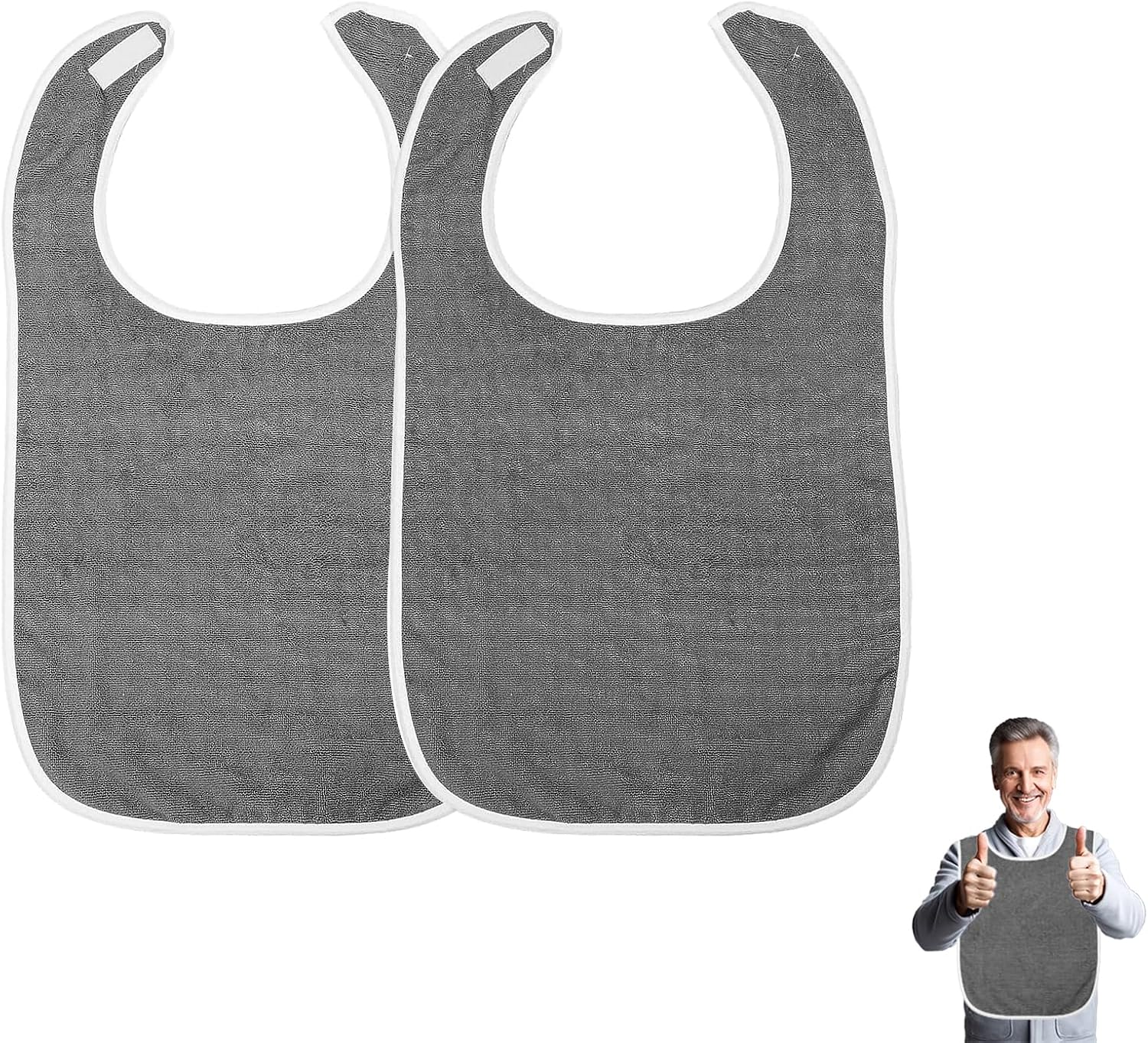 Reusable Adult Bibs, 2 Pack Waterproof Clothing Protectors for Seniors ...