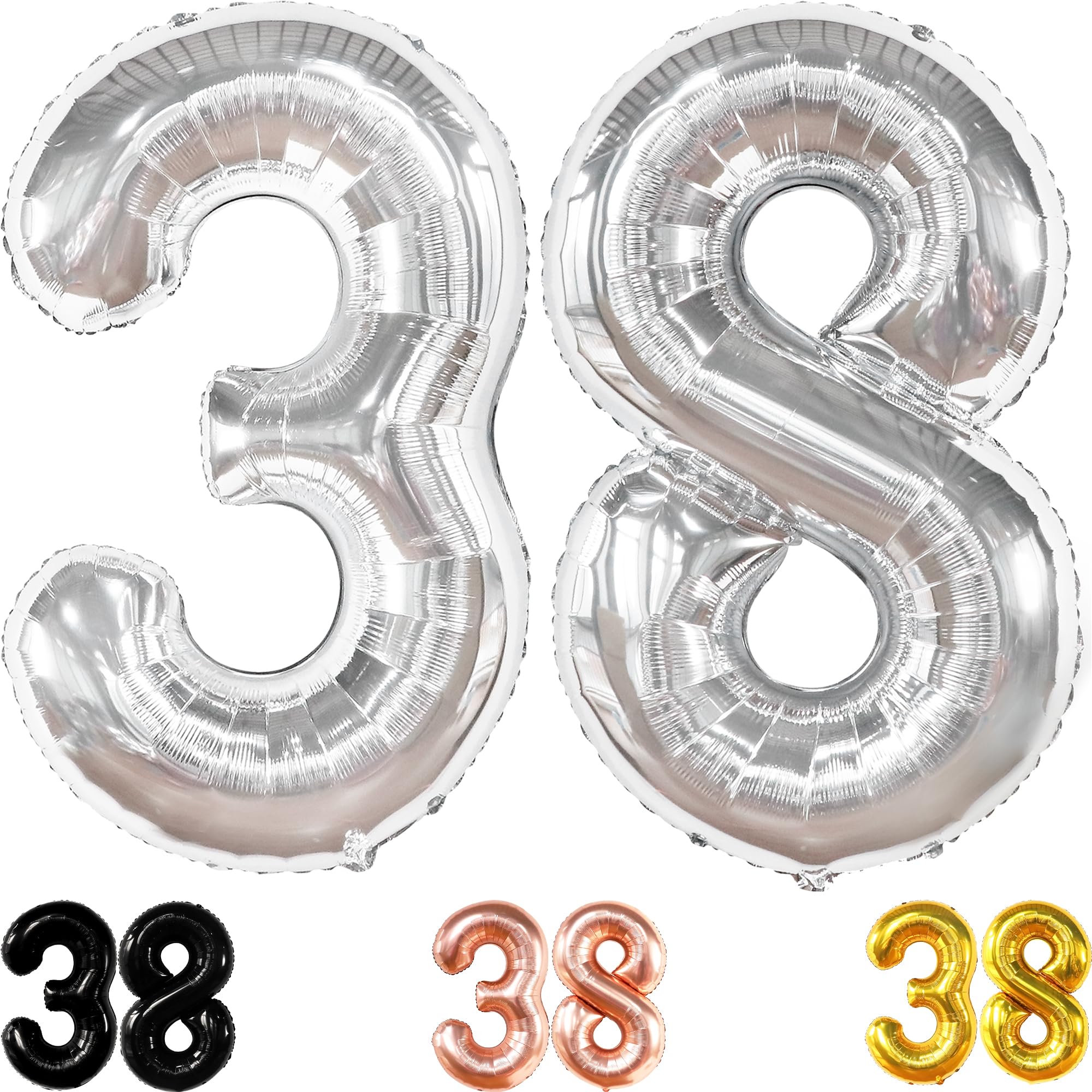 Amazon.com: KatchOn, Giant Silver 38 Balloon Numbers - 40 Inch | 38 ...