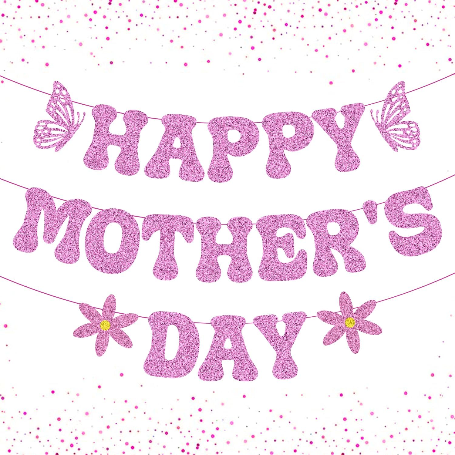 Amazon.com: Mother Day Party Decorations, 3Pcs Pink Mothers Day ...