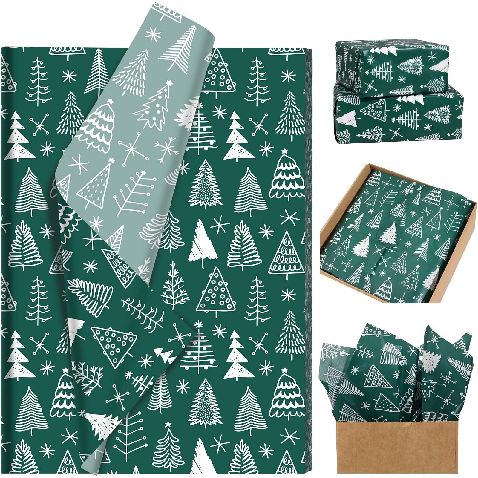 Amazon.com: Bolsome 100 Sheets Christmas Tissue Paper Boho Forest ...
