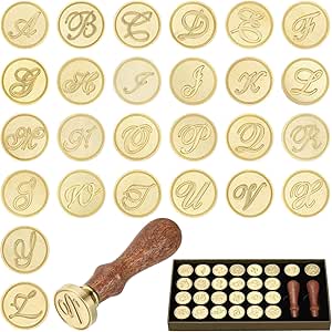 Amazon.com : PATIKIL Alphabet Wax Seal Stamp Kit, 26 Letters A-Z Sealing Wax Stamp with 2pcs ...