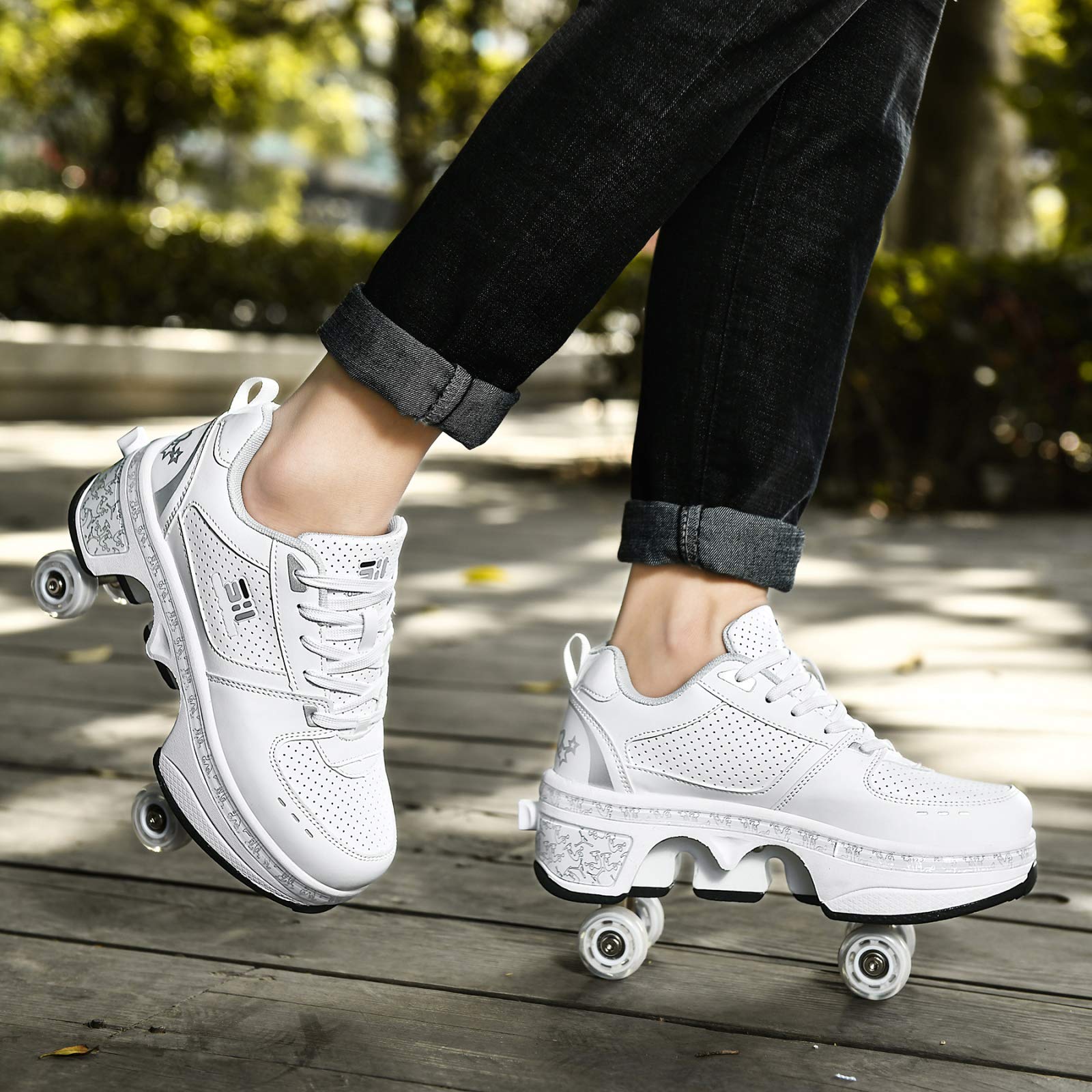 Invisible Deformation Walking Shoes Double-Row Deform Wheel 2 In 1 ...