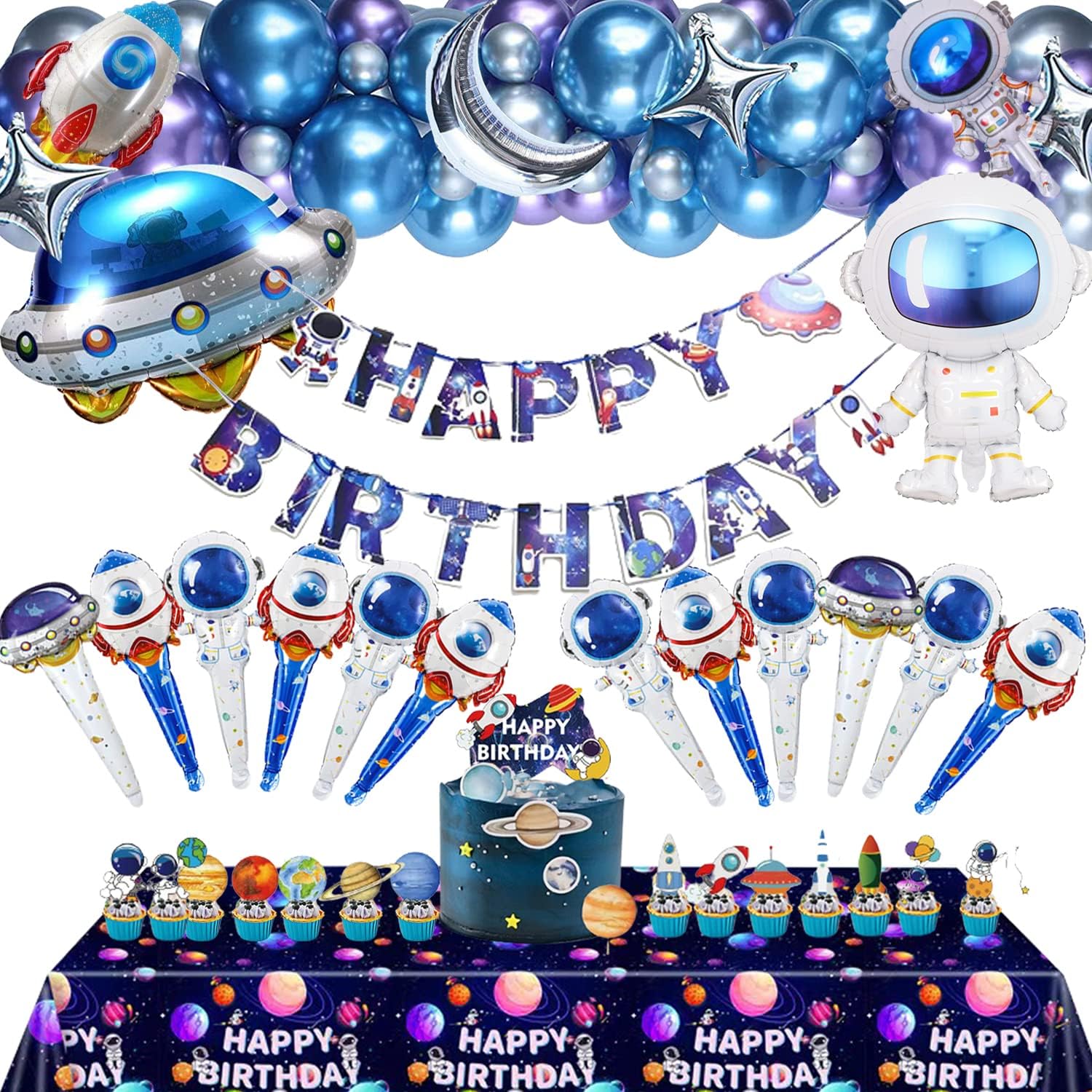 Outer Space Birthday Party Decorations Balloons Arch Garland Kit Kids ...