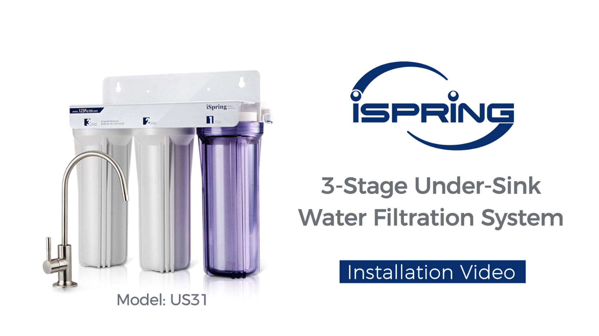 Watch iSpring US31 3-Stage Under-Sink Water Filter Installation on ...