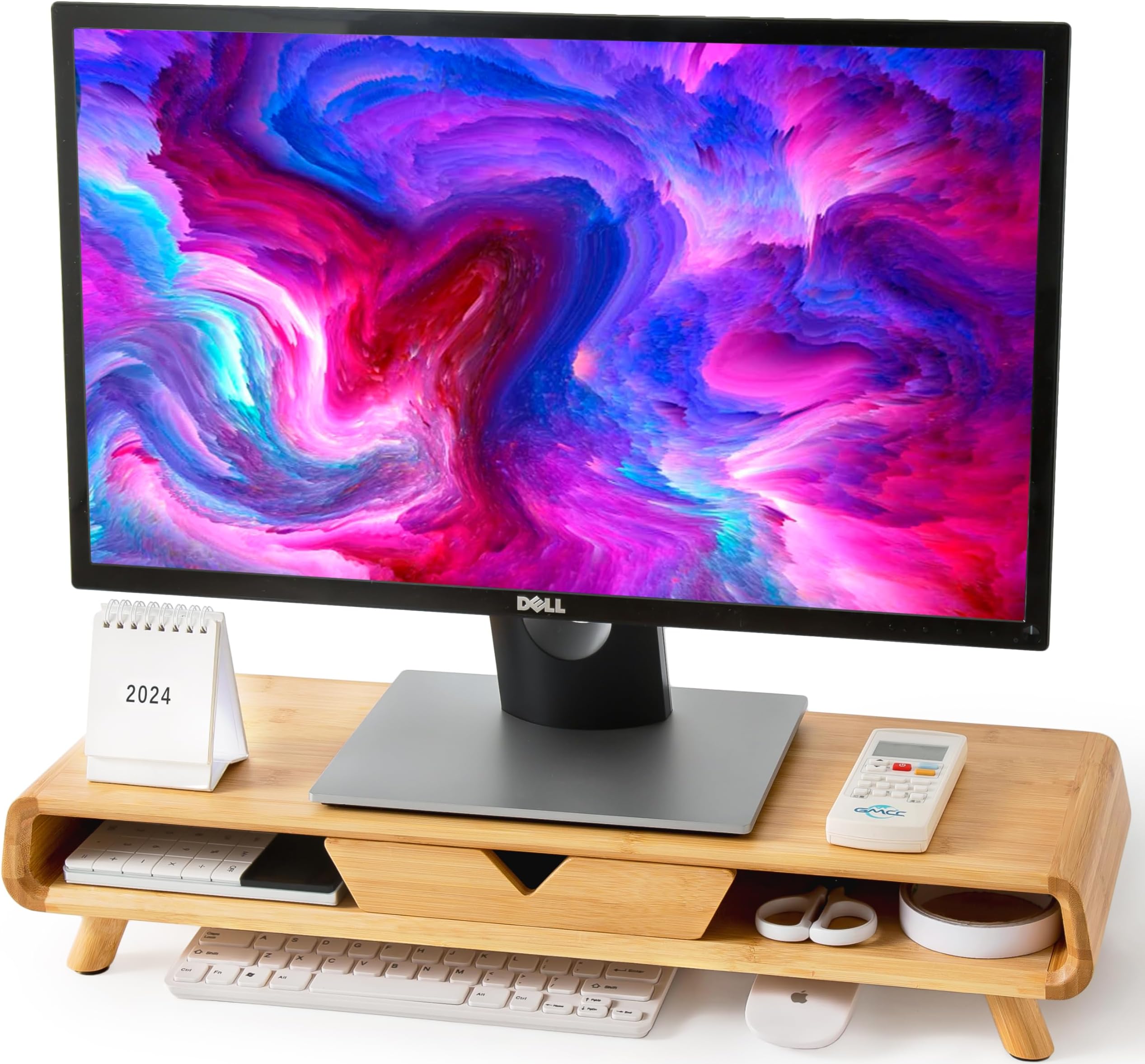 SimpleHouseware Monitor Stand Riser with Drawer and 2 Side Desk ...